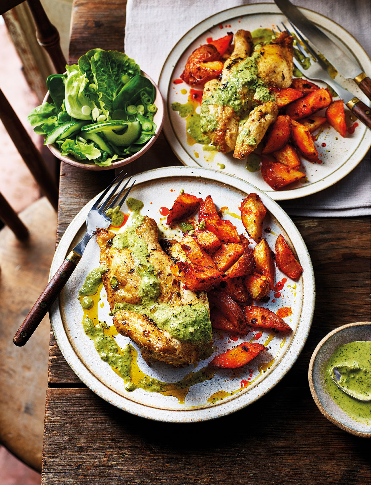 Spiced spatchcock poussin with harissa potatoes recipe | Sainsbury`s ...