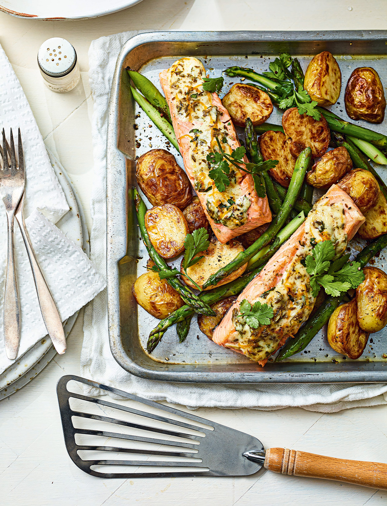 Salmon And Asparagus Spring Traybake Recipe Sainsbury s Magazine salmon-and-asparagus-spring-traybake-recipe-sainsbury-s-magazine