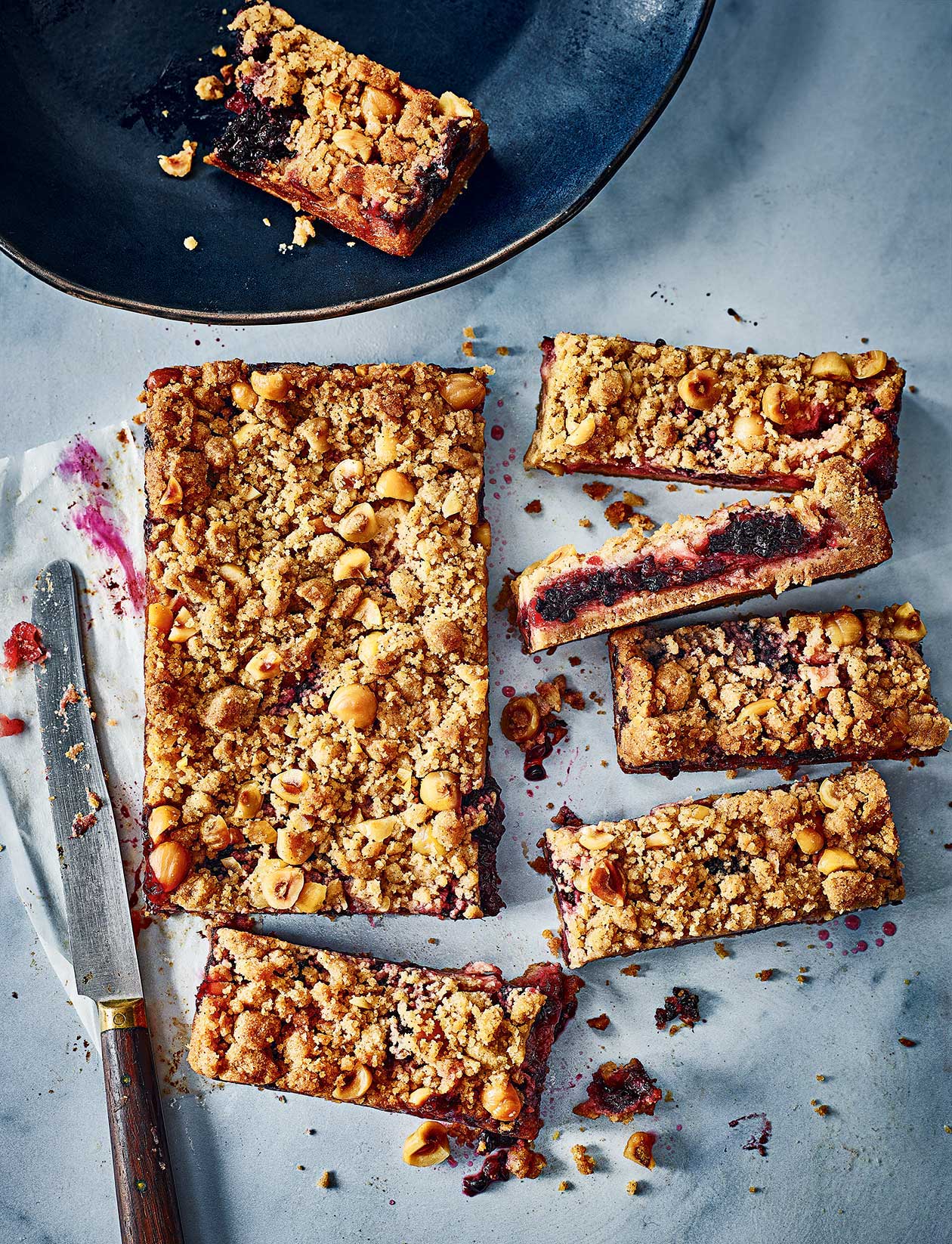 Blackberry and apple crumble bars recipe | Sainsbury`s Magazine
