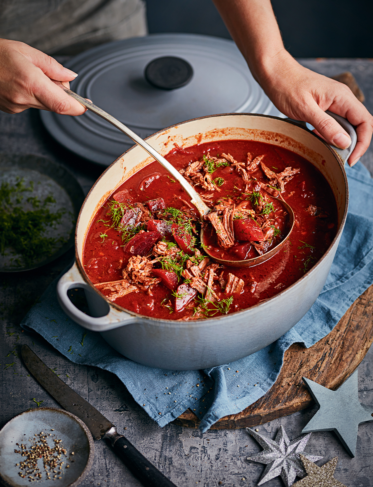 Slow-cooked caraway beef and beetroot stew recipe | Sainsbury`s Magazine