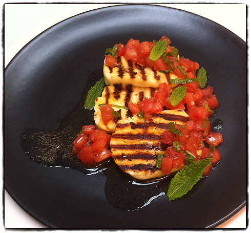 Traditional Cypriot halloumi with tomato and mint salsa | Sainsbury's ...