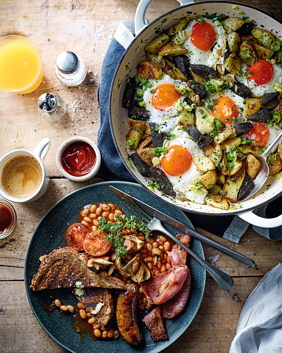 Full English fry-up with black pudding hash recipe | Sainsbury`s Magazine