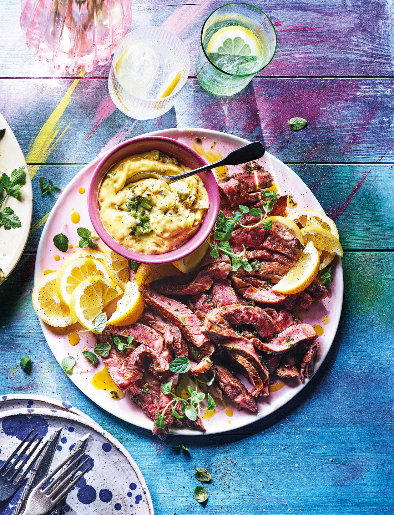 Ribeye with burnt spring onion aioli recipe | Sainsbury`s Magazine