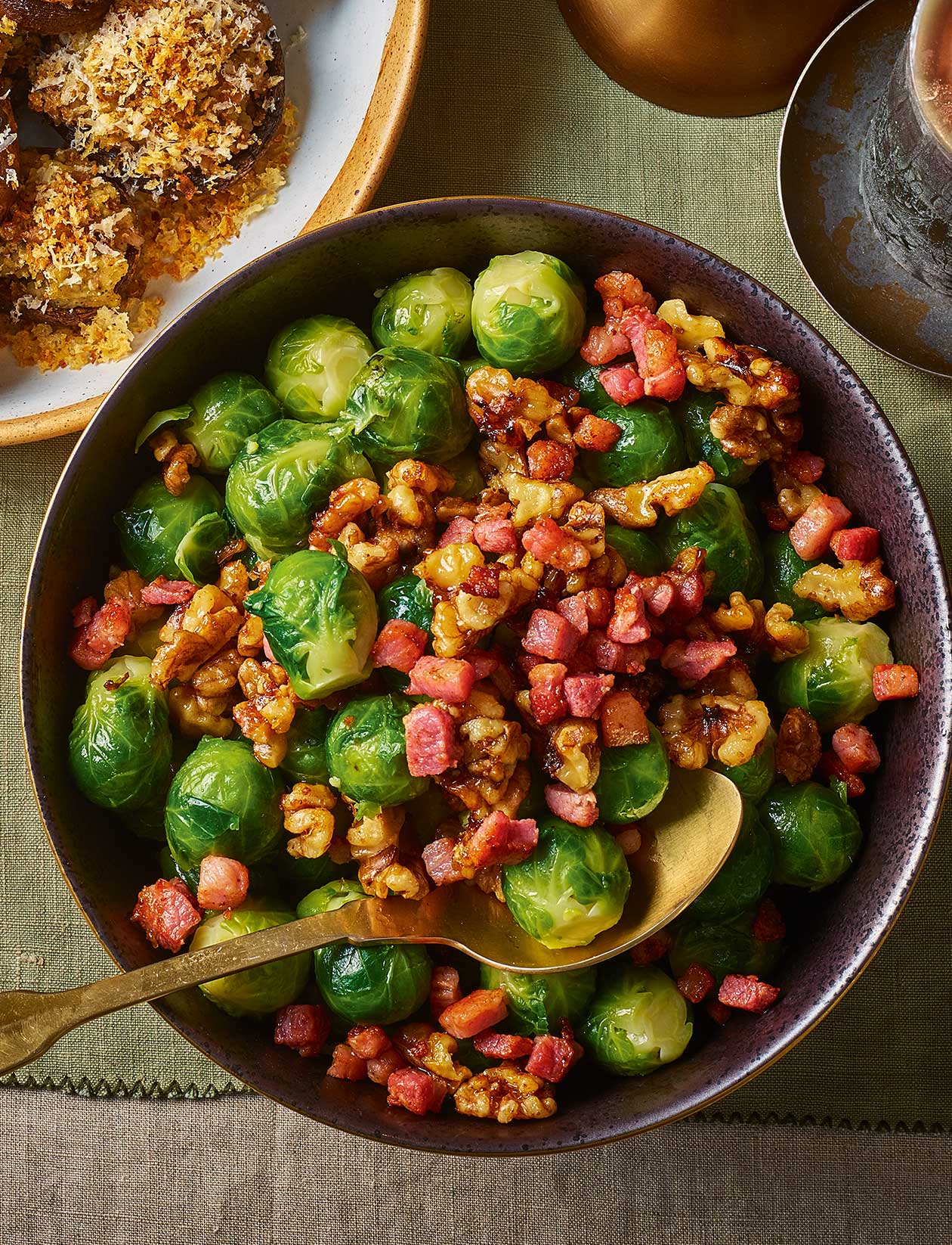Brussels sprouts with pancetta and walnuts recipe | Sainsbury`s Magazine