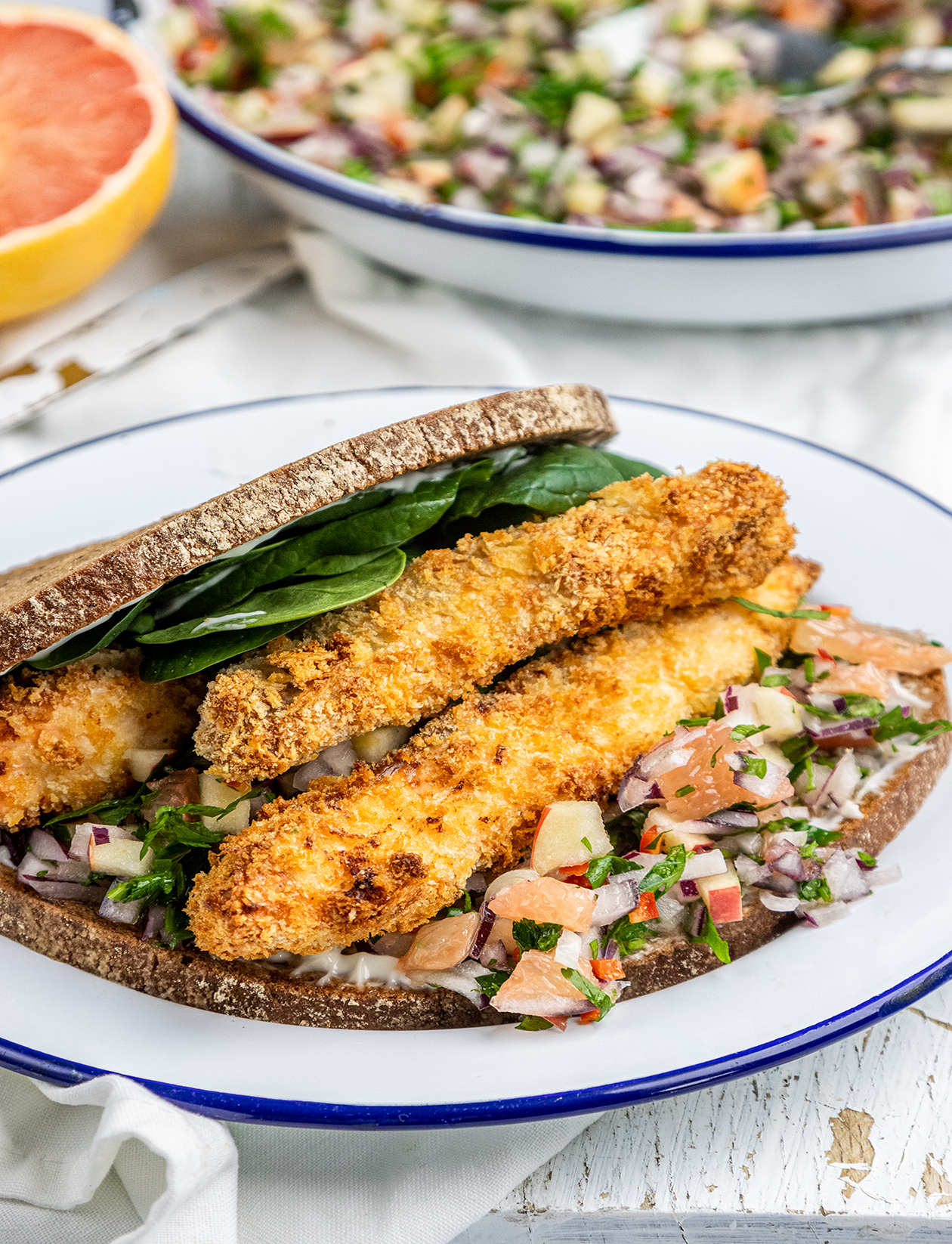 Sponsored: Salmon fish finger sandwiches with Florida Grapefruit salsa ...