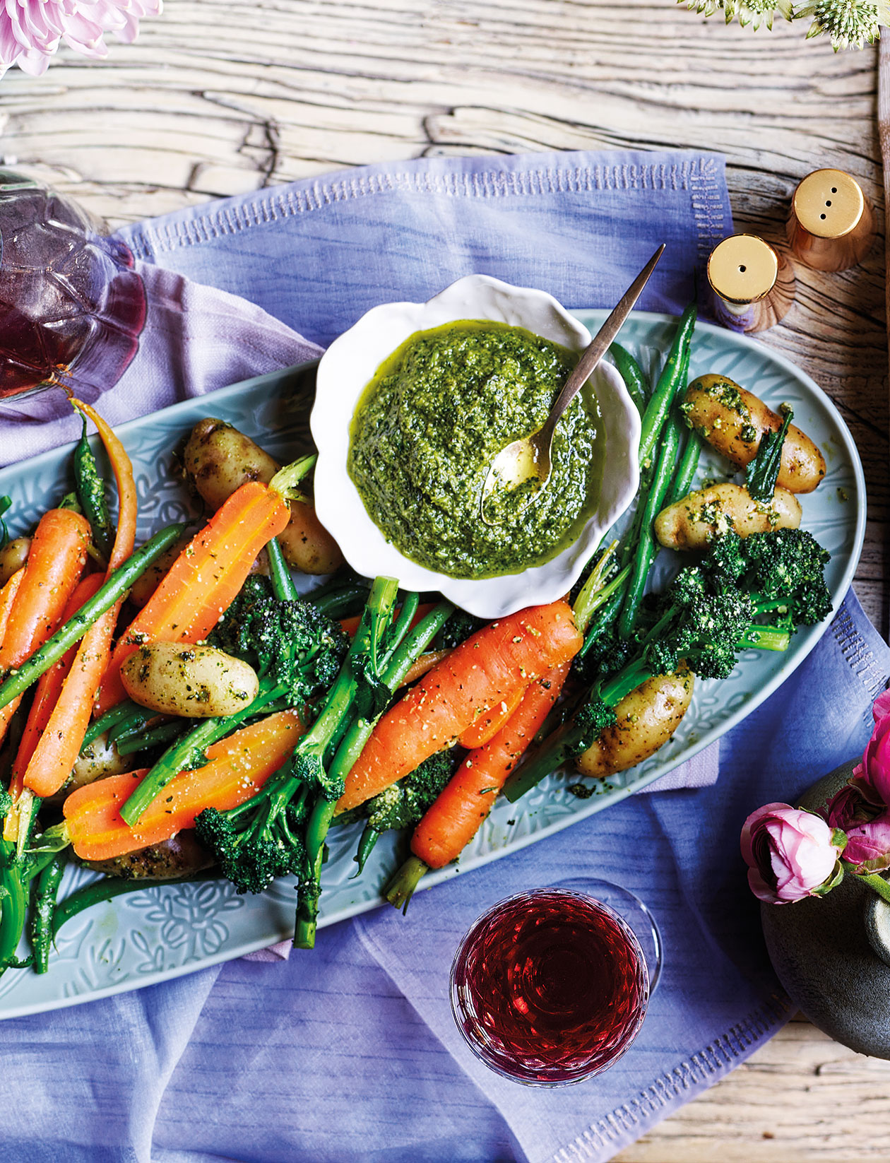 Spring veg with coriander-mint pesto recipe | Sainsbury`s Magazine