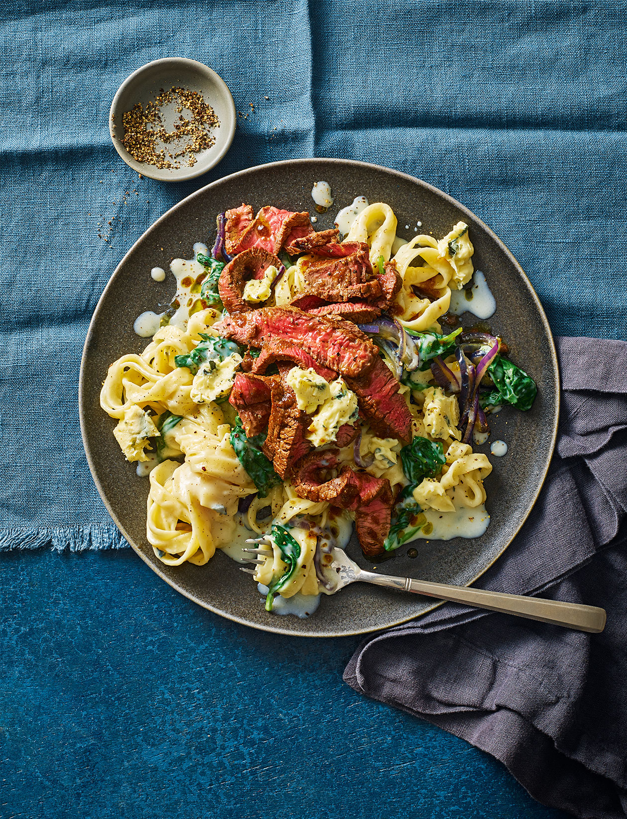 Balsamic steak and blue cheese pasta recipe | Sainsbury`s Magazine