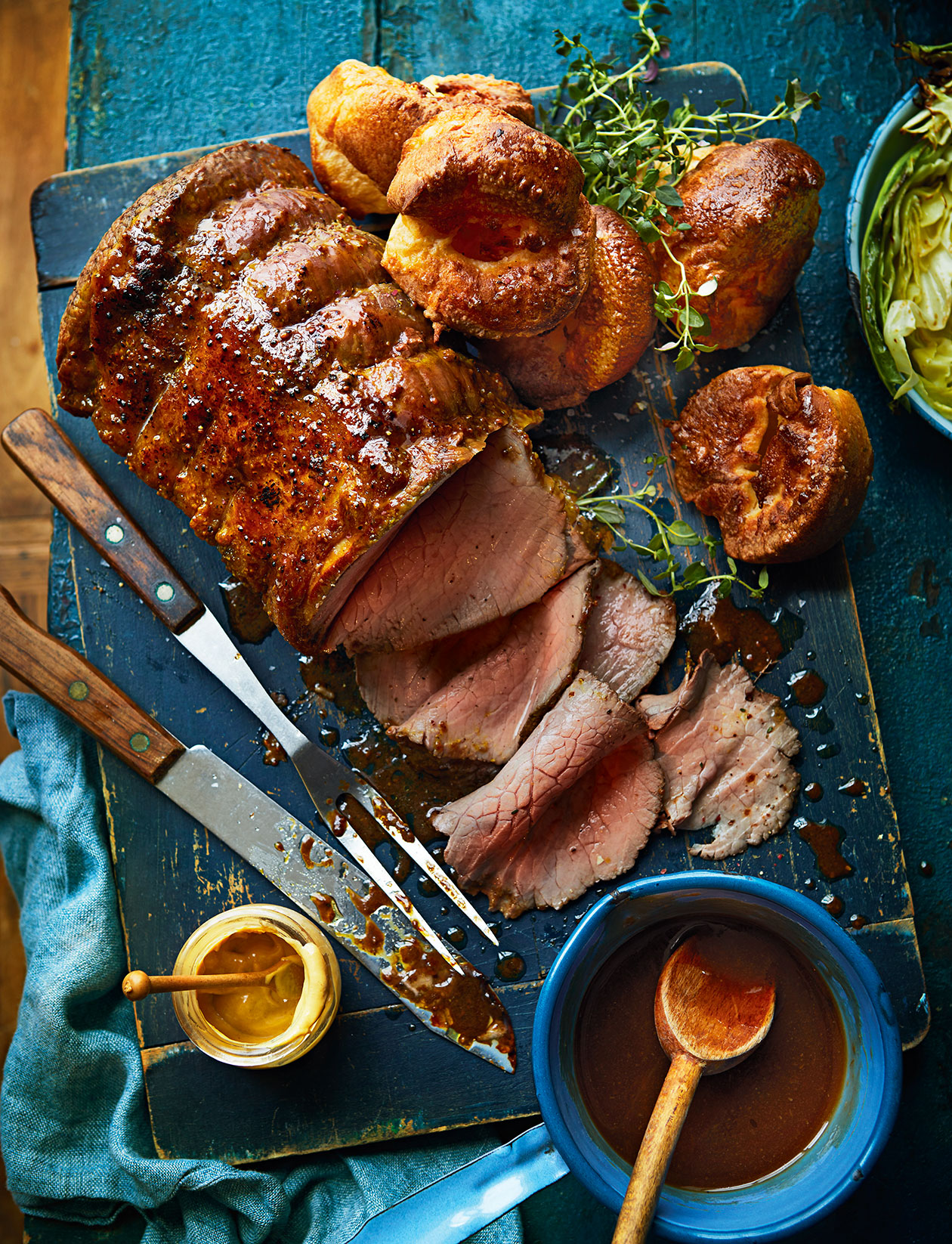 Triple-mustard roast beef and yorkshires recipe | Sainsbury`s Magazine
