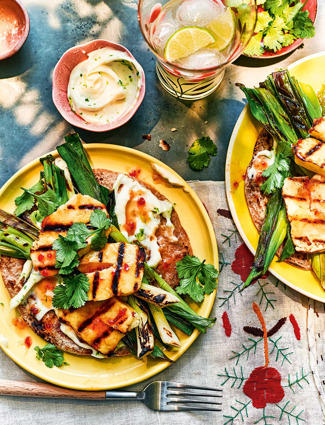 Sticky sweet chilli halloumi wraps recipe | Sainsbury`s Magazine