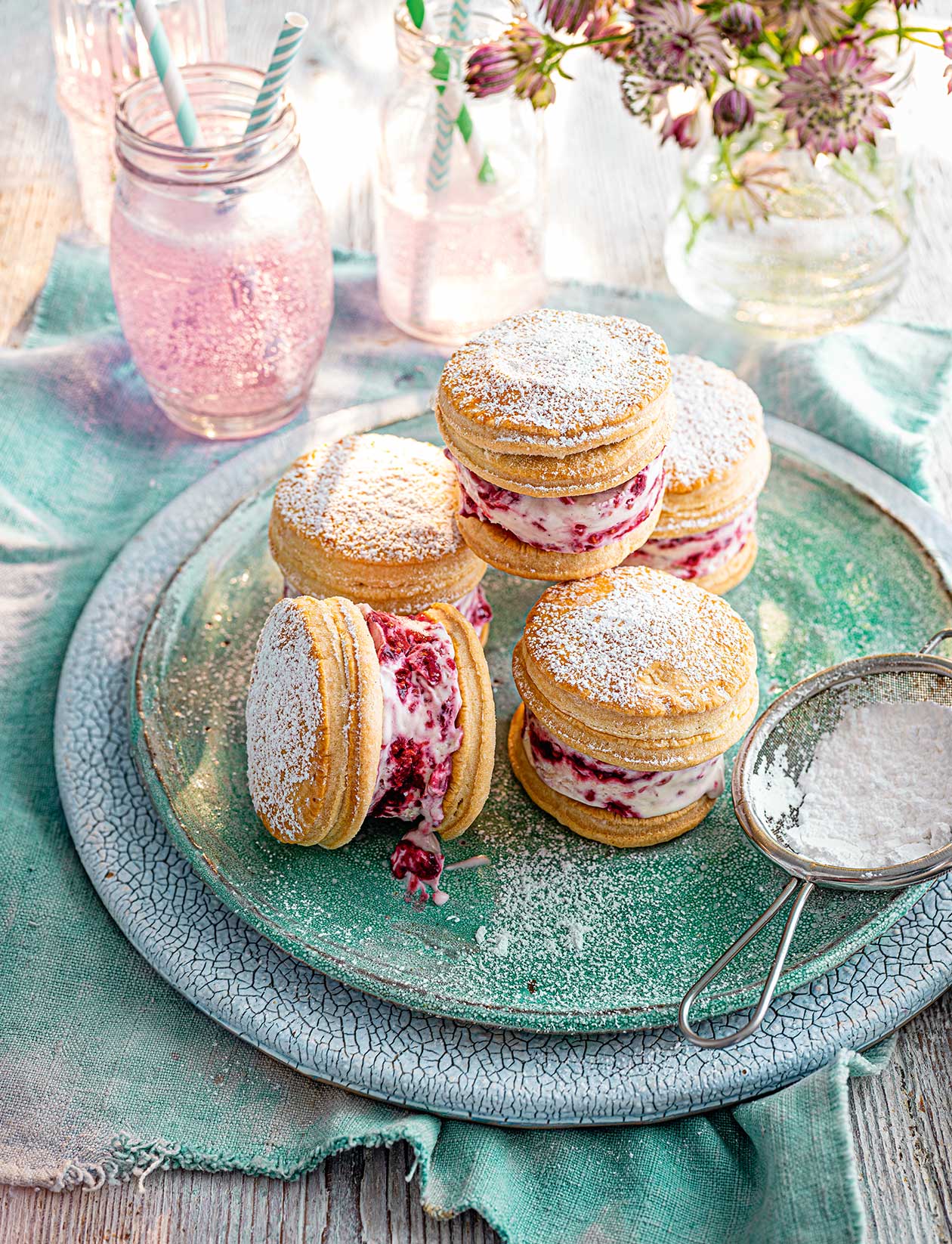 Raspberry ripple ice cream pie-wiches recipe | Sainsbury`s Magazine