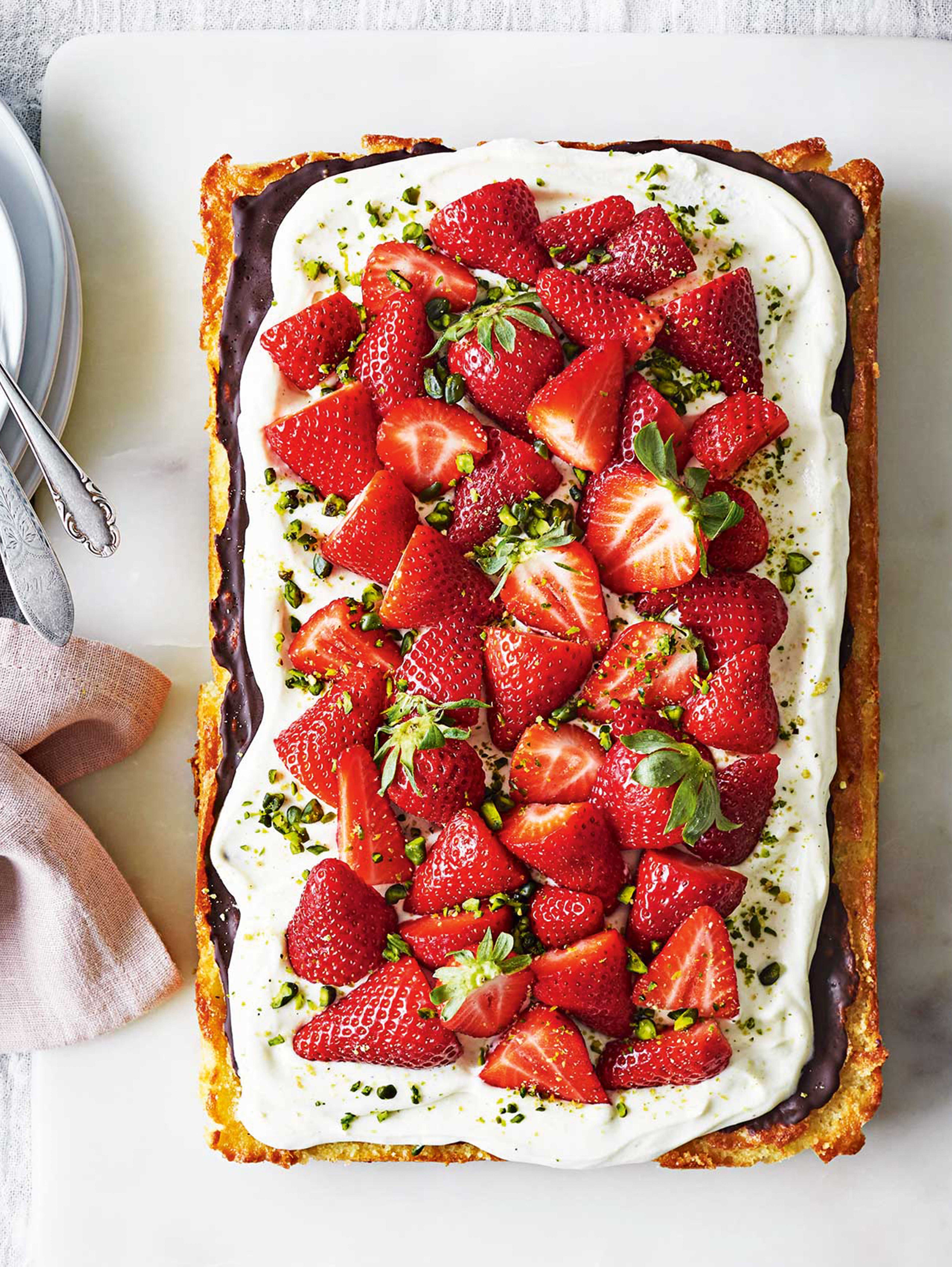 Marzipan cake with strawberries recipe | Sainsbury`s Magazine