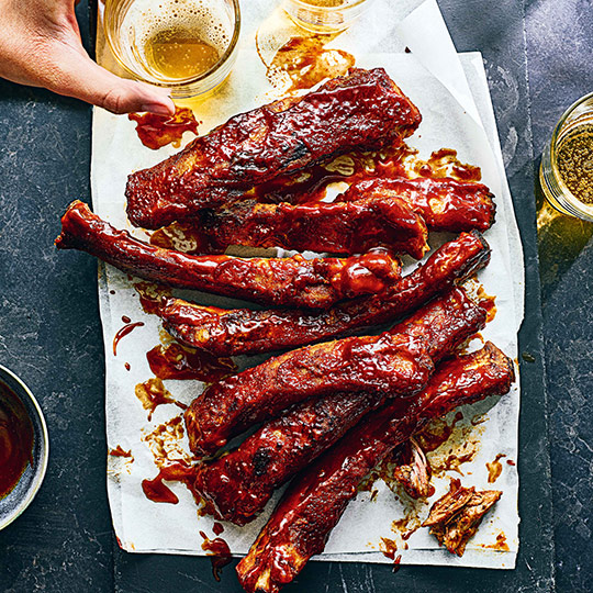 All-american ribs with sticky bourbon glaze recipe | Sainsbury`s Magazine