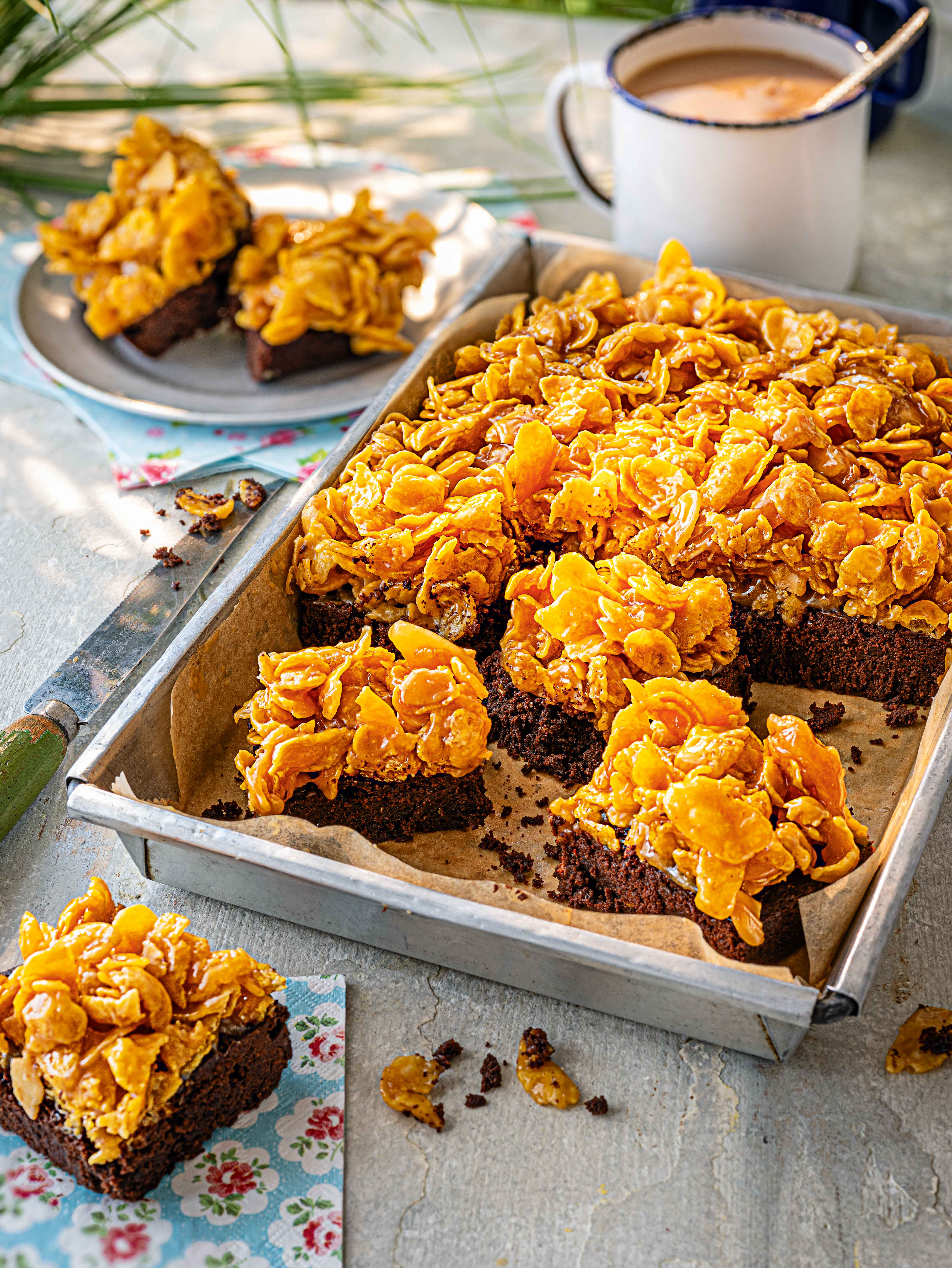 Caramel cornflake brownies recipe | Sainsbury`s Magazine