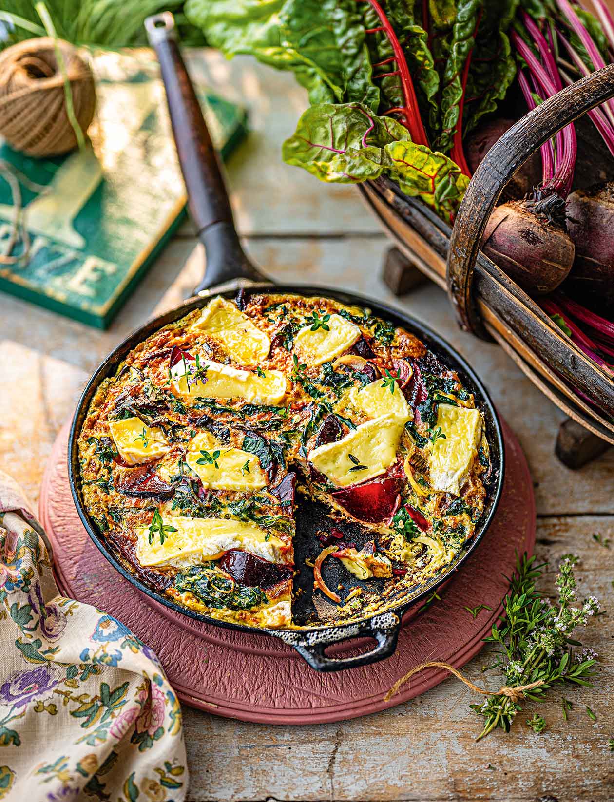 Roast beetroot, greens and brie frittata recipe | Sainsbury`s Magazine
