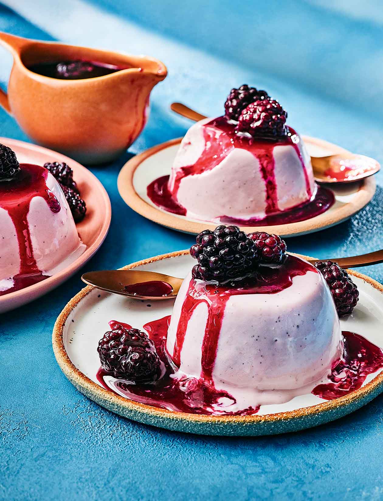 Blackberry and goat's cheese panna cotta recipe | Sainsbury`s Magazine