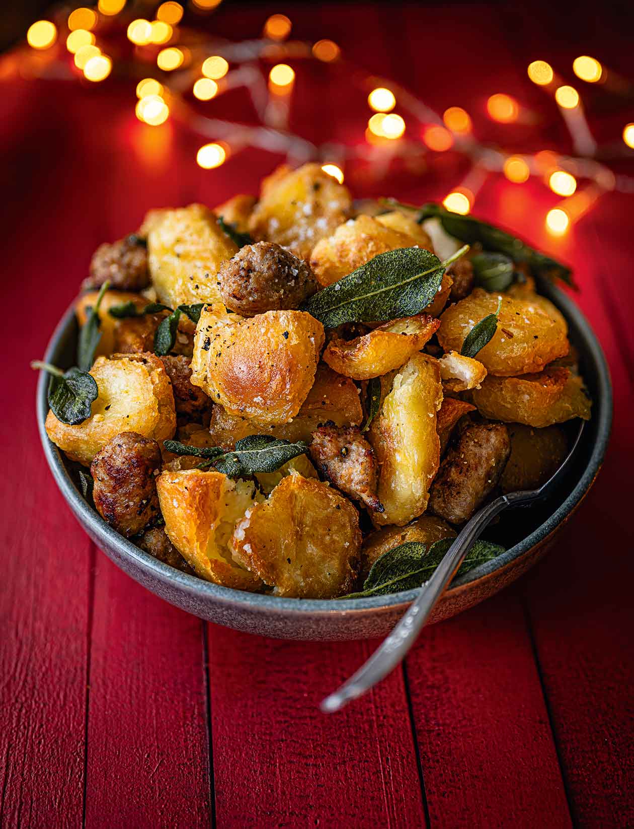 Smashed stuffing roasties recipe | Sainsbury`s Magazine