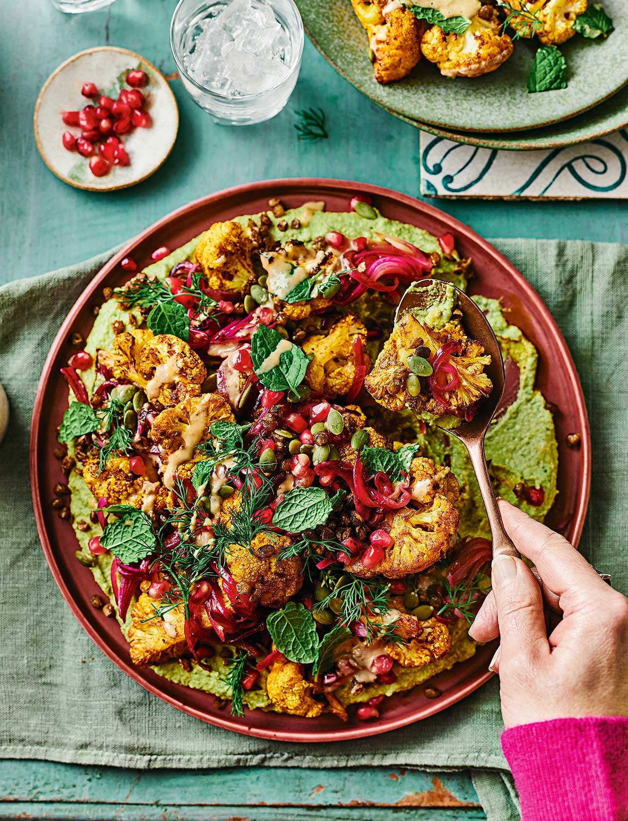 Tumeric cauli bowl with coriander houmous recipe | Sainsbury`s Magazine