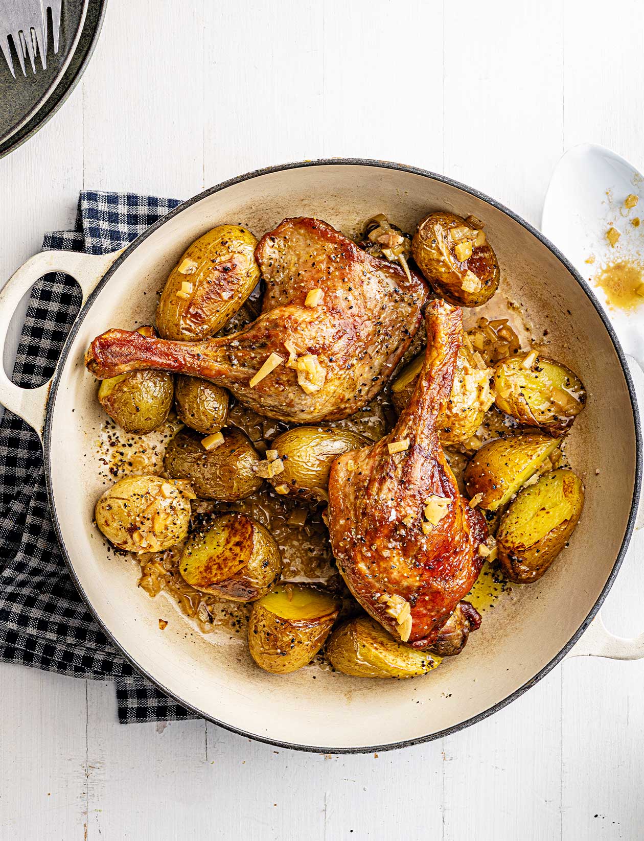 Braised duck legs with potatoes and preserved lemon butter recipe ...