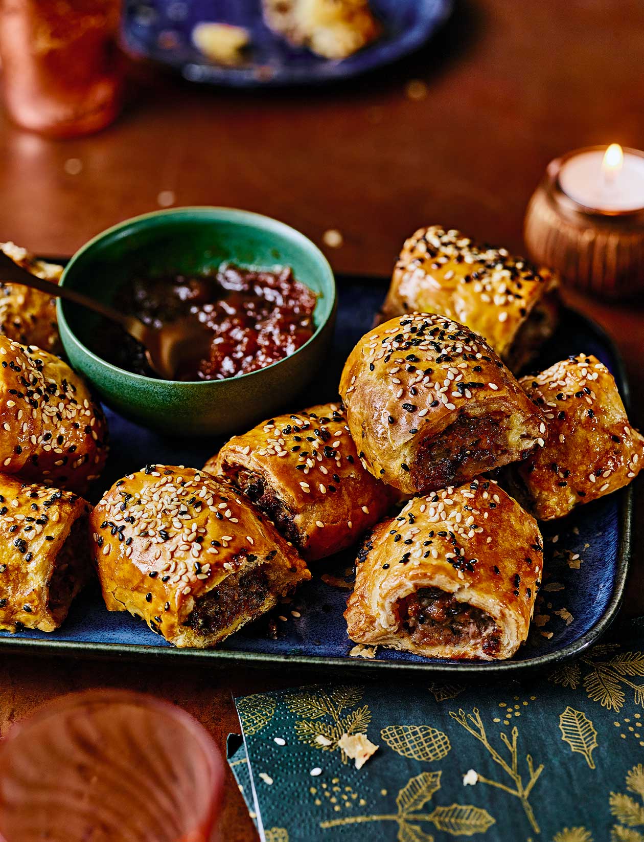 Blue cheese and pickled walnut sausage rolls recipe | Sainsbury`s Magazine