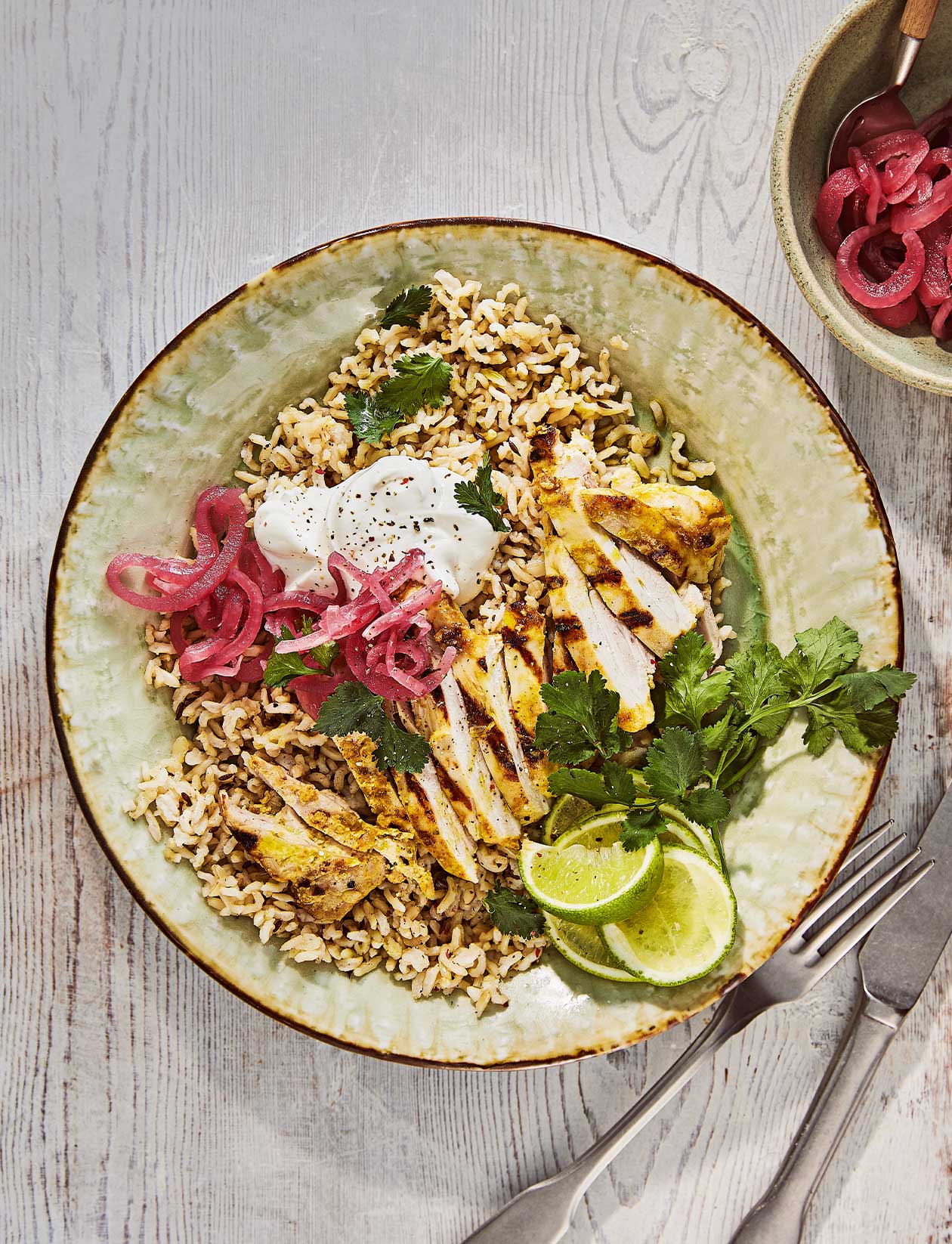 Lime pickle chicken with toasted cumin rice recipe | Sainsbury`s Magazine