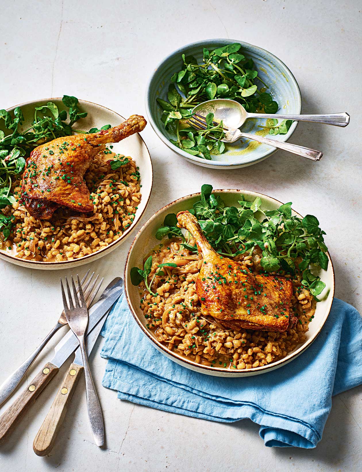 Duck with French onion pearl barley recipe | Sainsbury`s Magazine