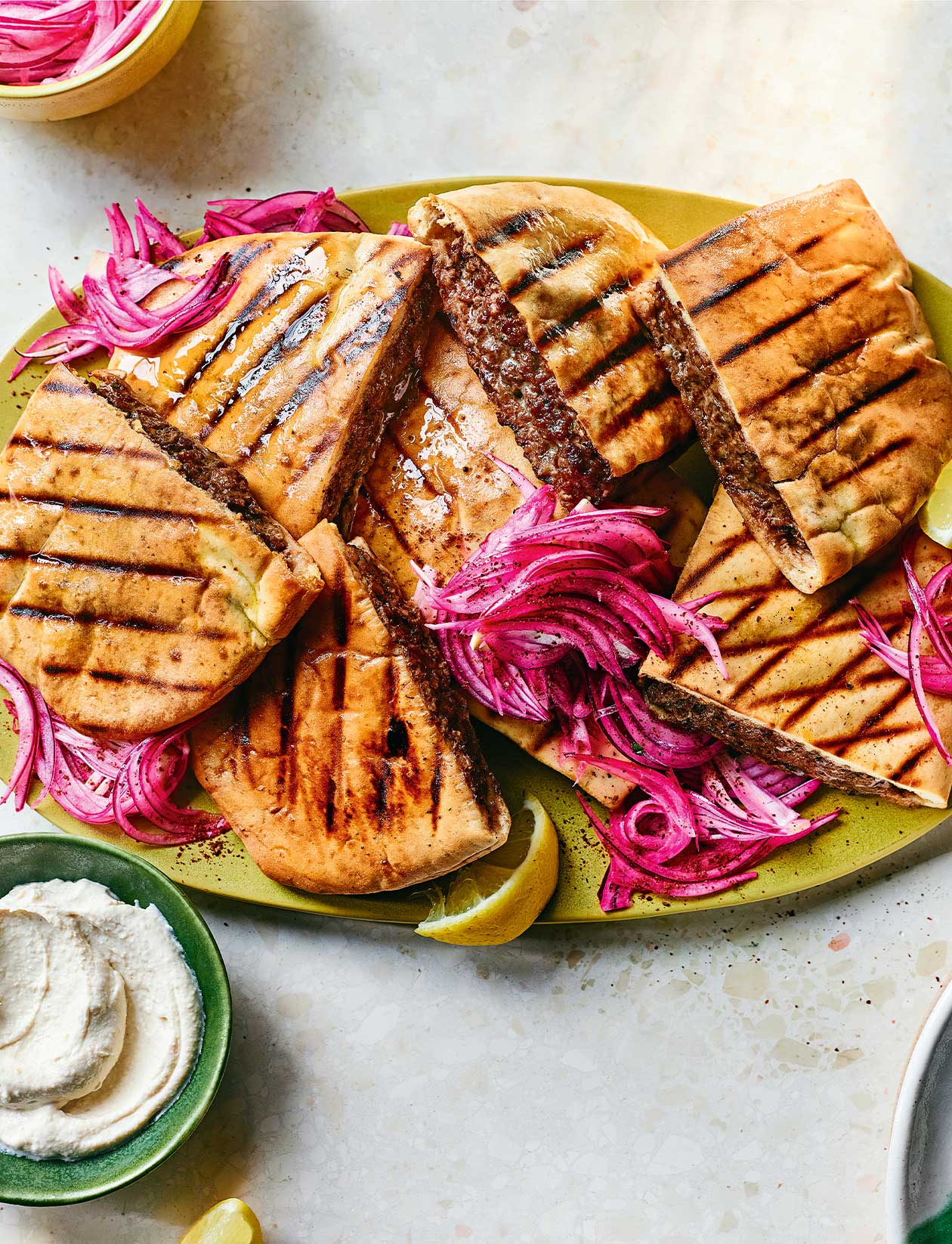 Beef arayes with sumac onions recipe | Sainsbury`s Magazine