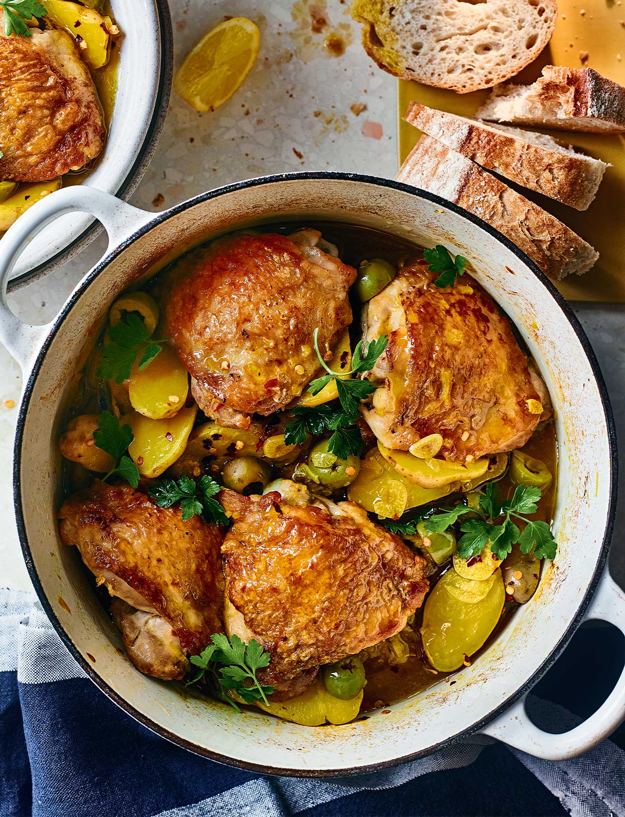 Saffron-braised chicken and potato summer stew recipe | Sainsbury`s ...