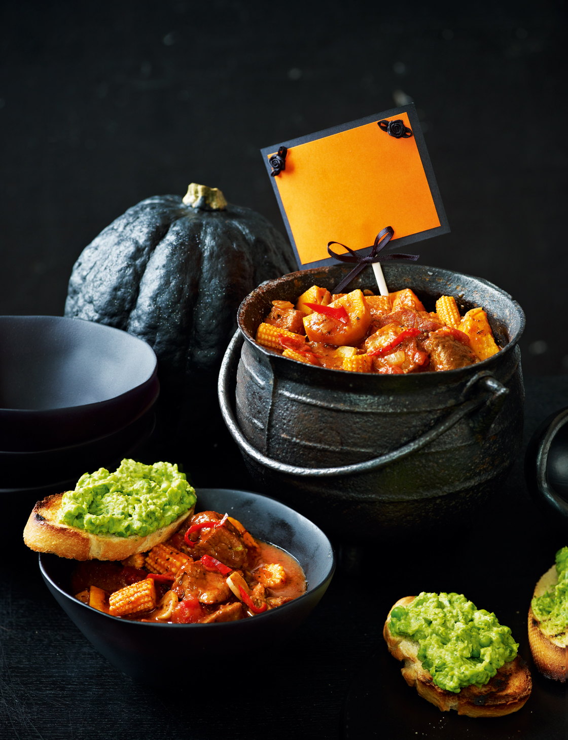 Spicy spooky stew & ghoulish toasts | Sainsbury`s Magazine
