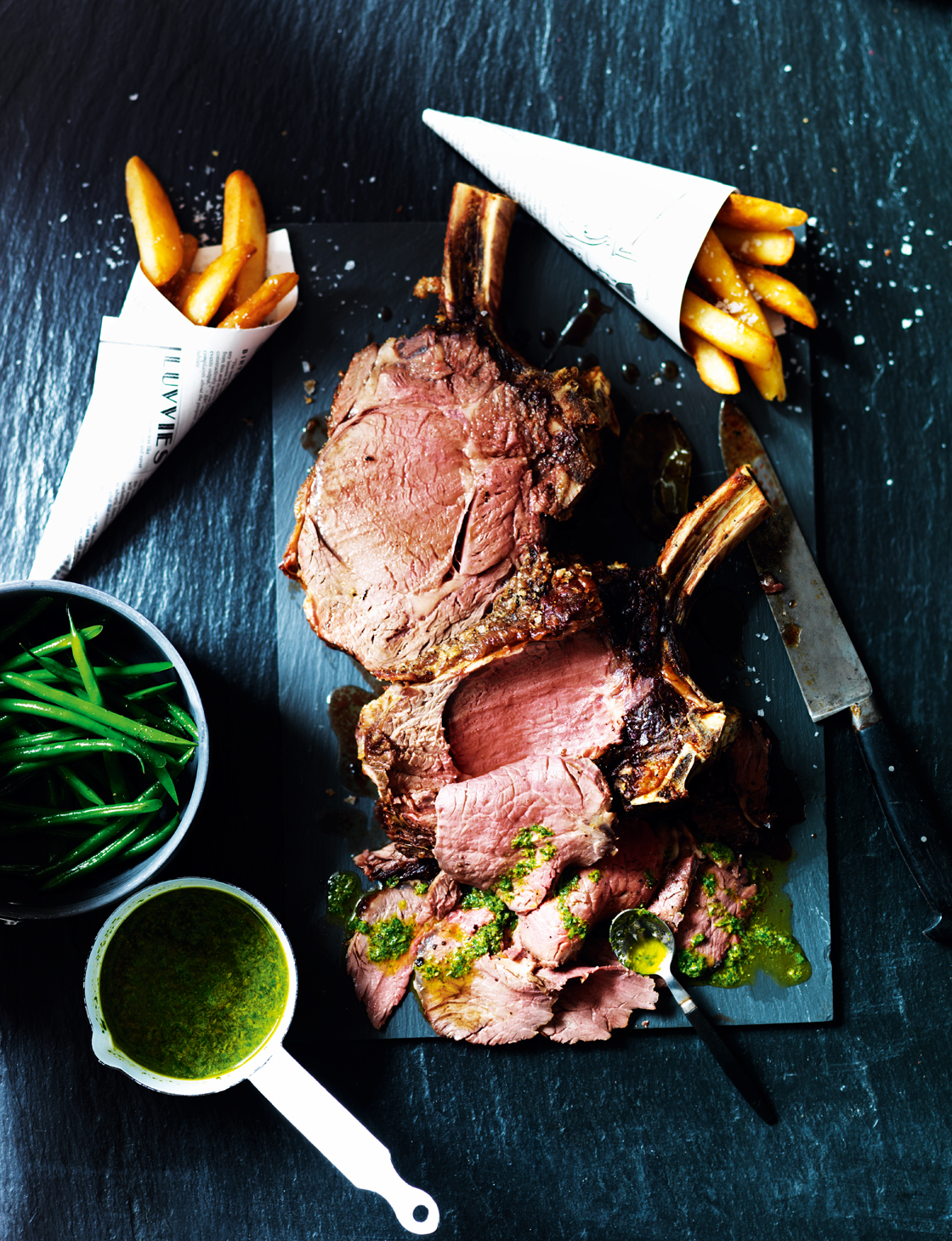 Roast ribs of beef with salsa verde | Sainsbury`s Magazine