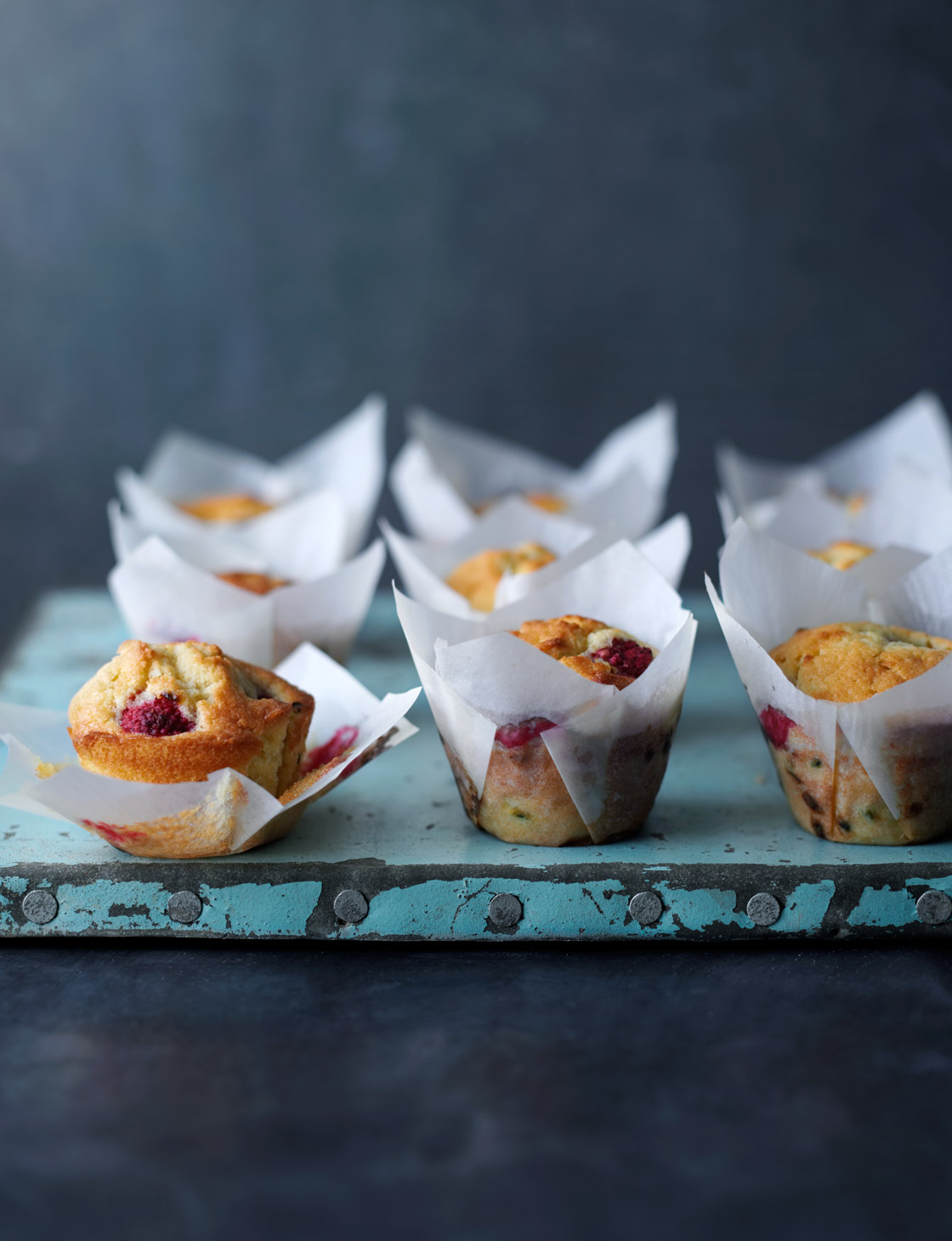 Raspberry and passionfruit muffins | Sainsbury`s Magazine