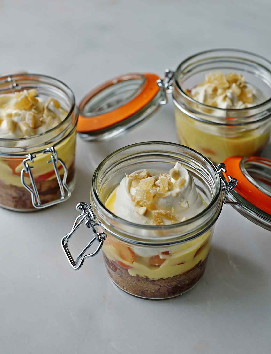 Apricot and ginger trifles in a Kilner jar | Sainsbury`s Magazine