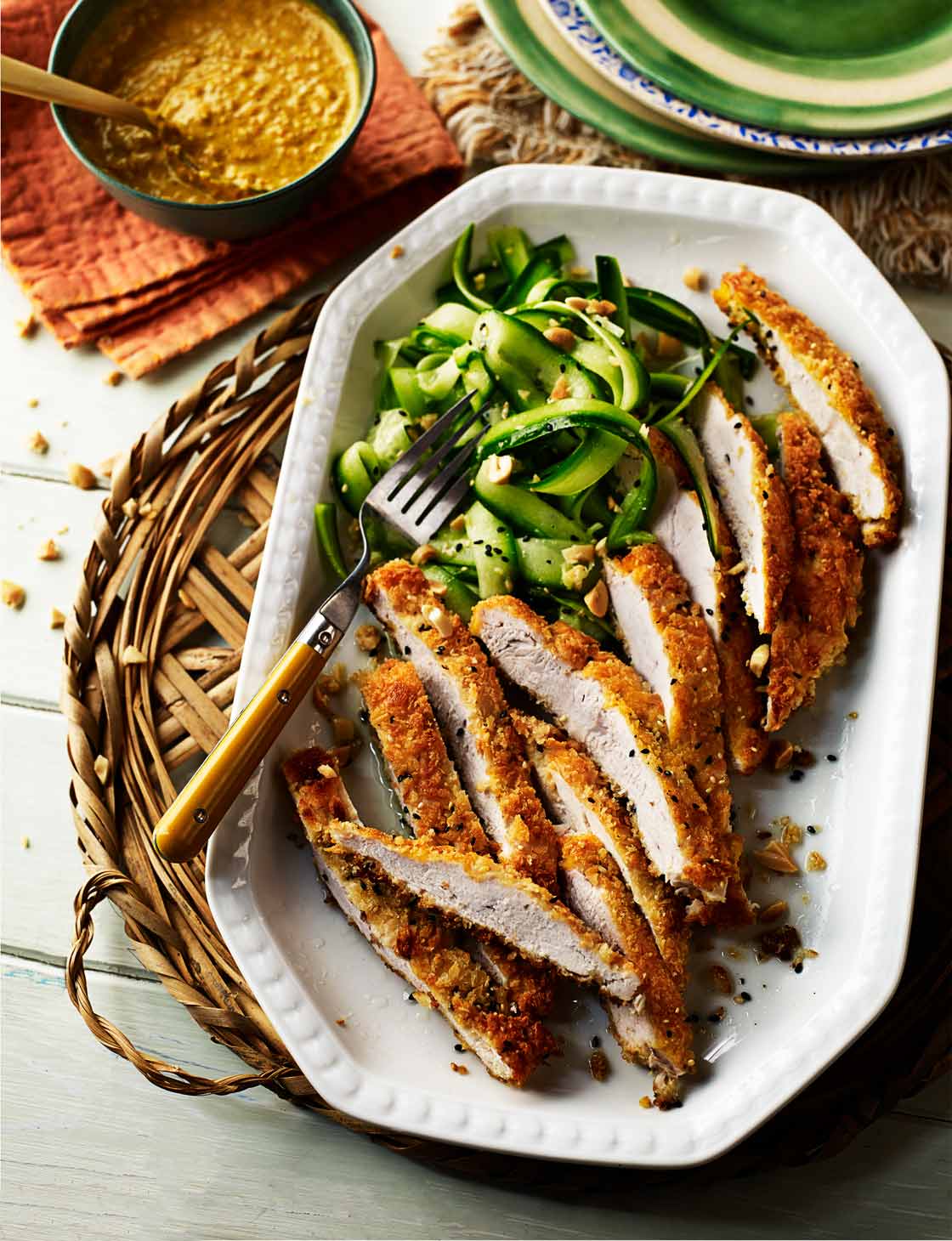Crumbed katsu-style chicken with peanut salad | Sainsbury`s Magazine