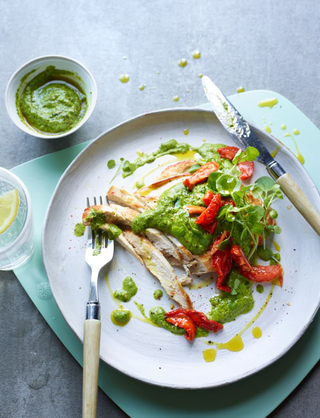 Bashed chicken with walnut and watercress pesto | Sainsbury`s Magazine