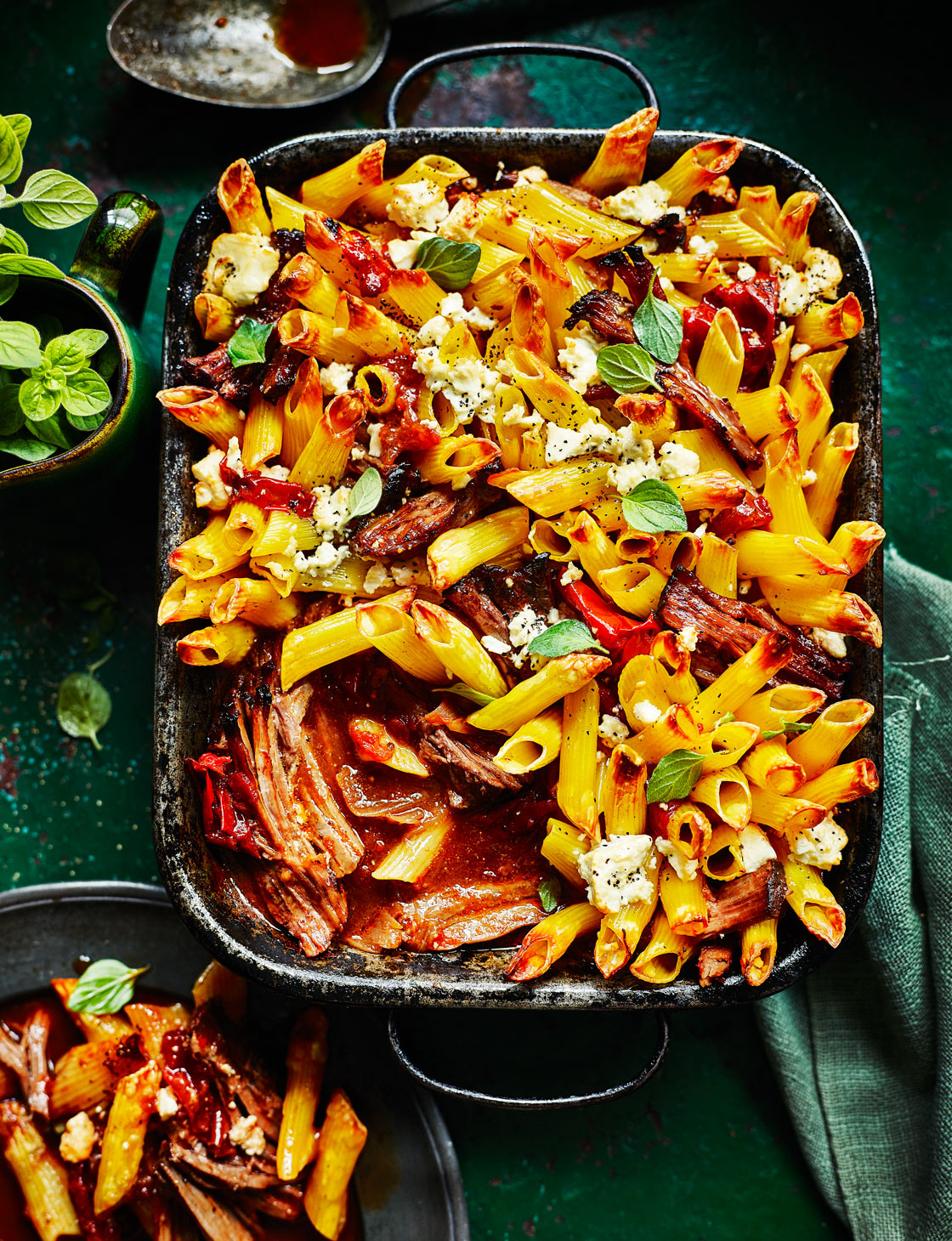 Higgledy-piggledy Greek beef pasta bake recipe | Sainsbury`s Magazine