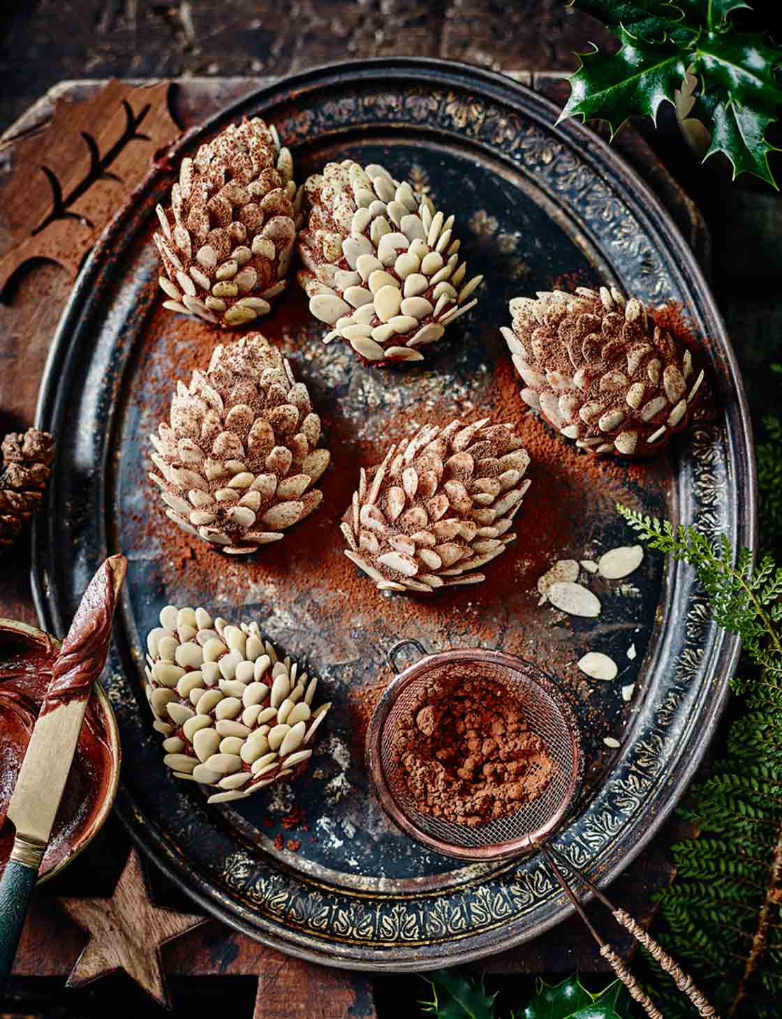 Chocolate pine cone cakes recipe | Sainsbury`s Magazine