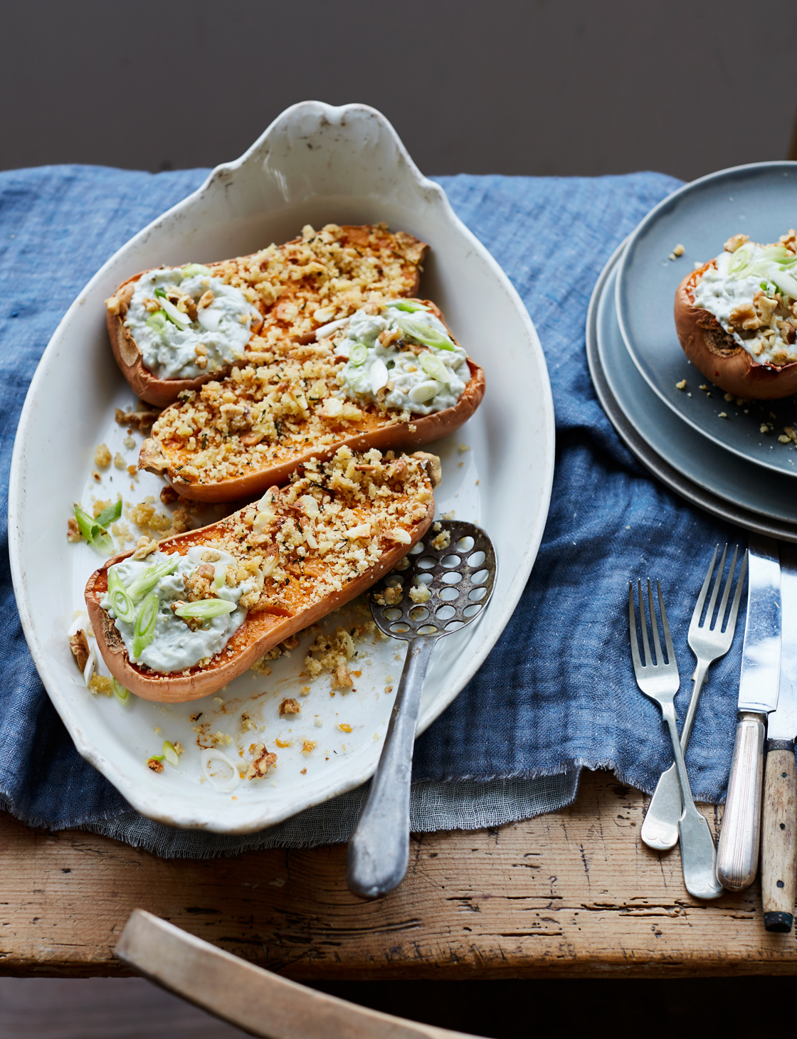 Slow-roast butternut with honey and walnuts recipe | Sainsbury`s Magazine