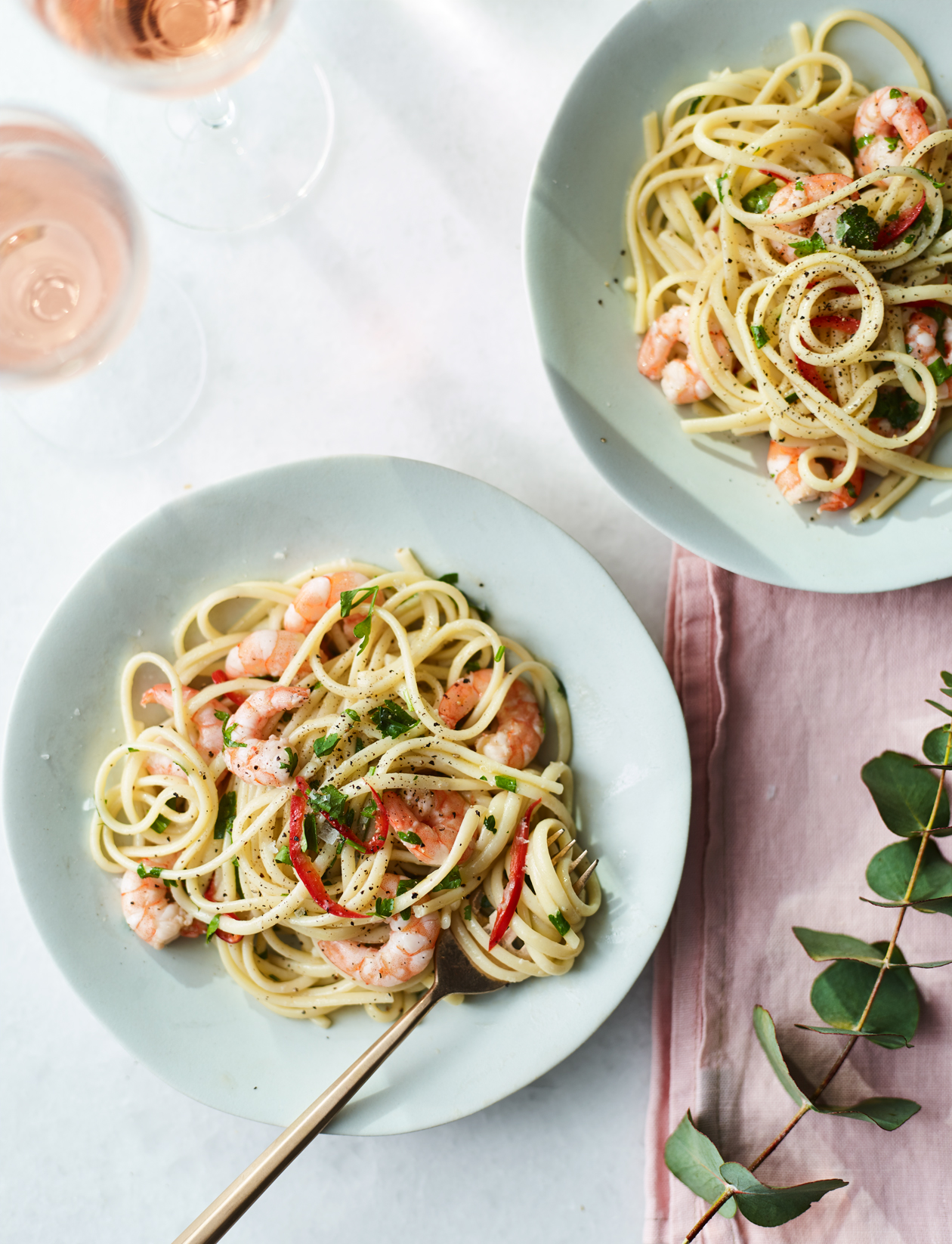 Pink prawn linguine recipe | Sainsbury`s Magazine