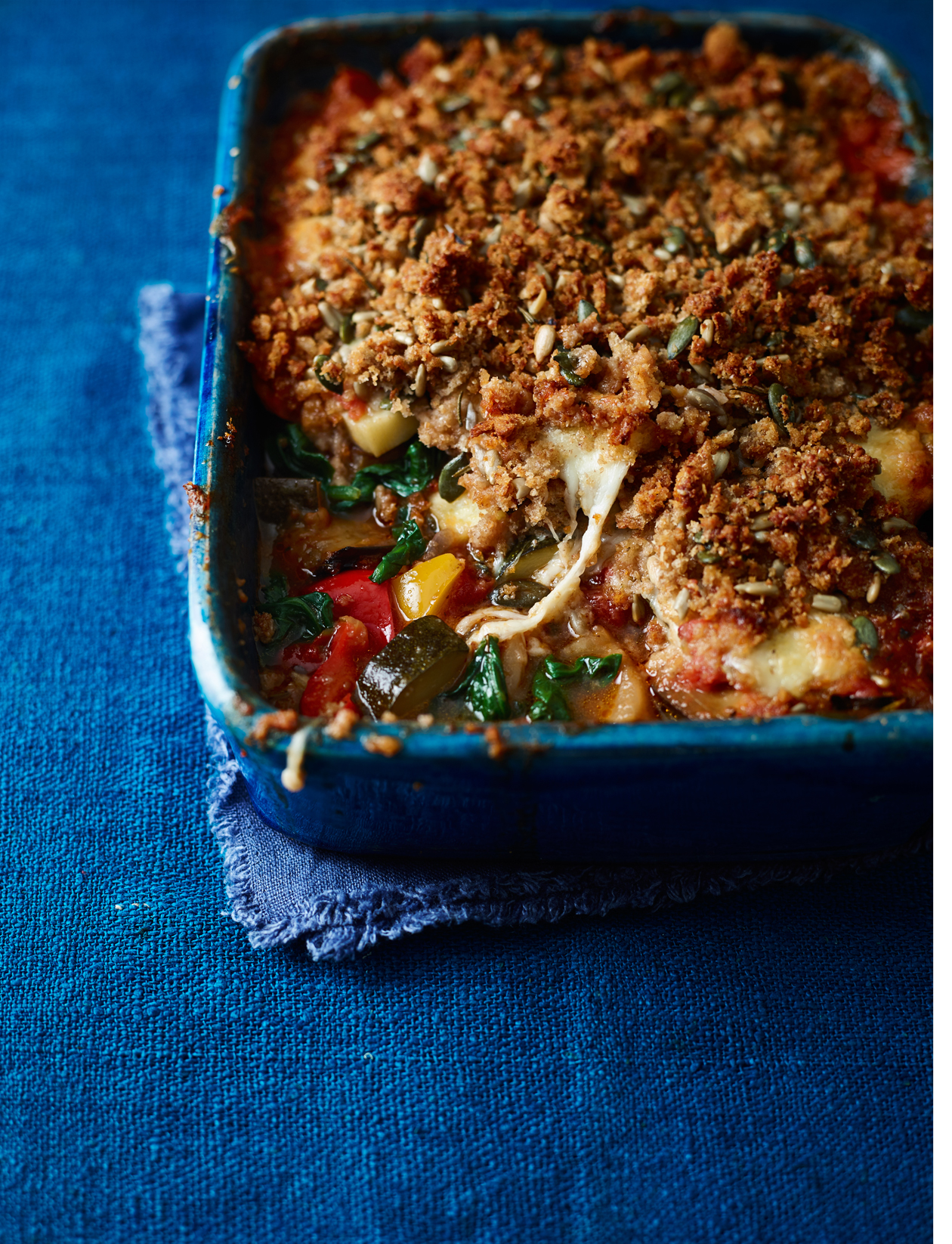 Ratatouille and melting mozzarella crumble recipe | Sainsbury`s Magazine
