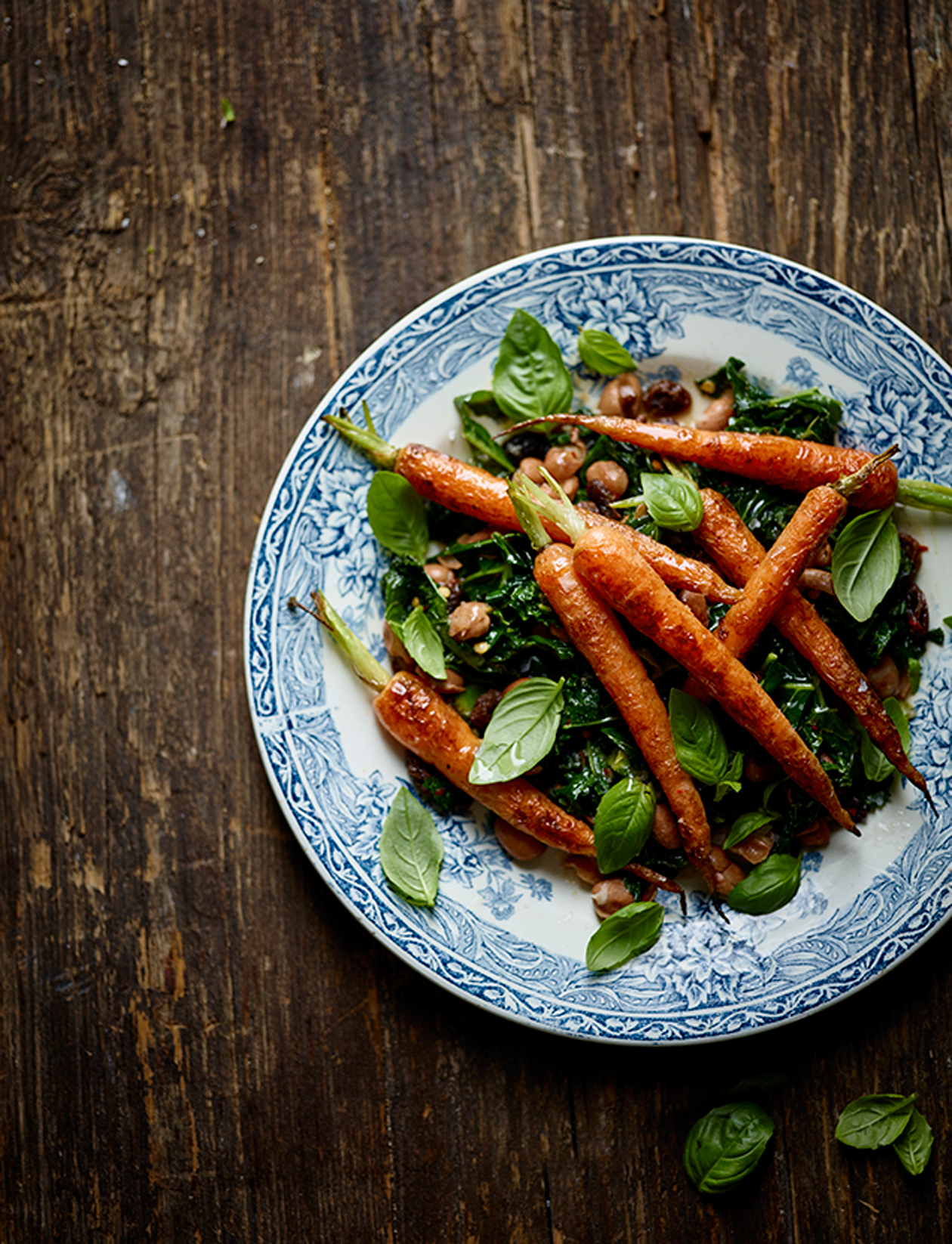 Warm carrot salad with spicy raisin and pine nut dressing recipe ...