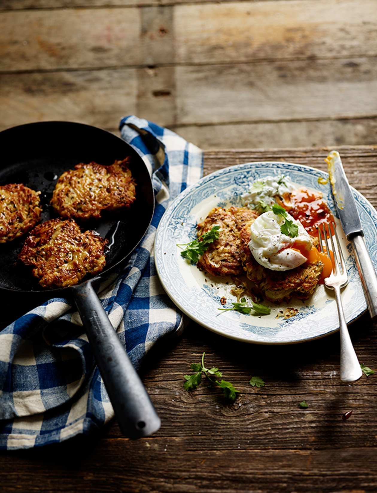 Indian-spiced celeriac rosti with herb yogurt recipe | Sainsbury`s Magazine