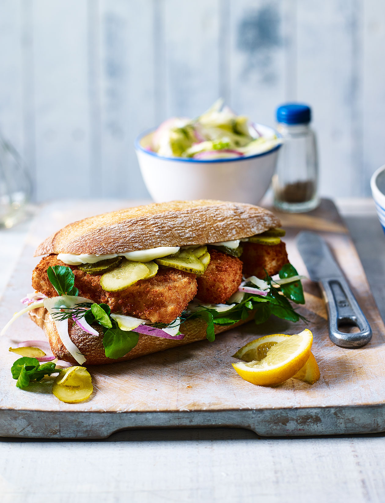Fish finger sarnies with fennel slaw recipe | Sainsbury`s Magazine