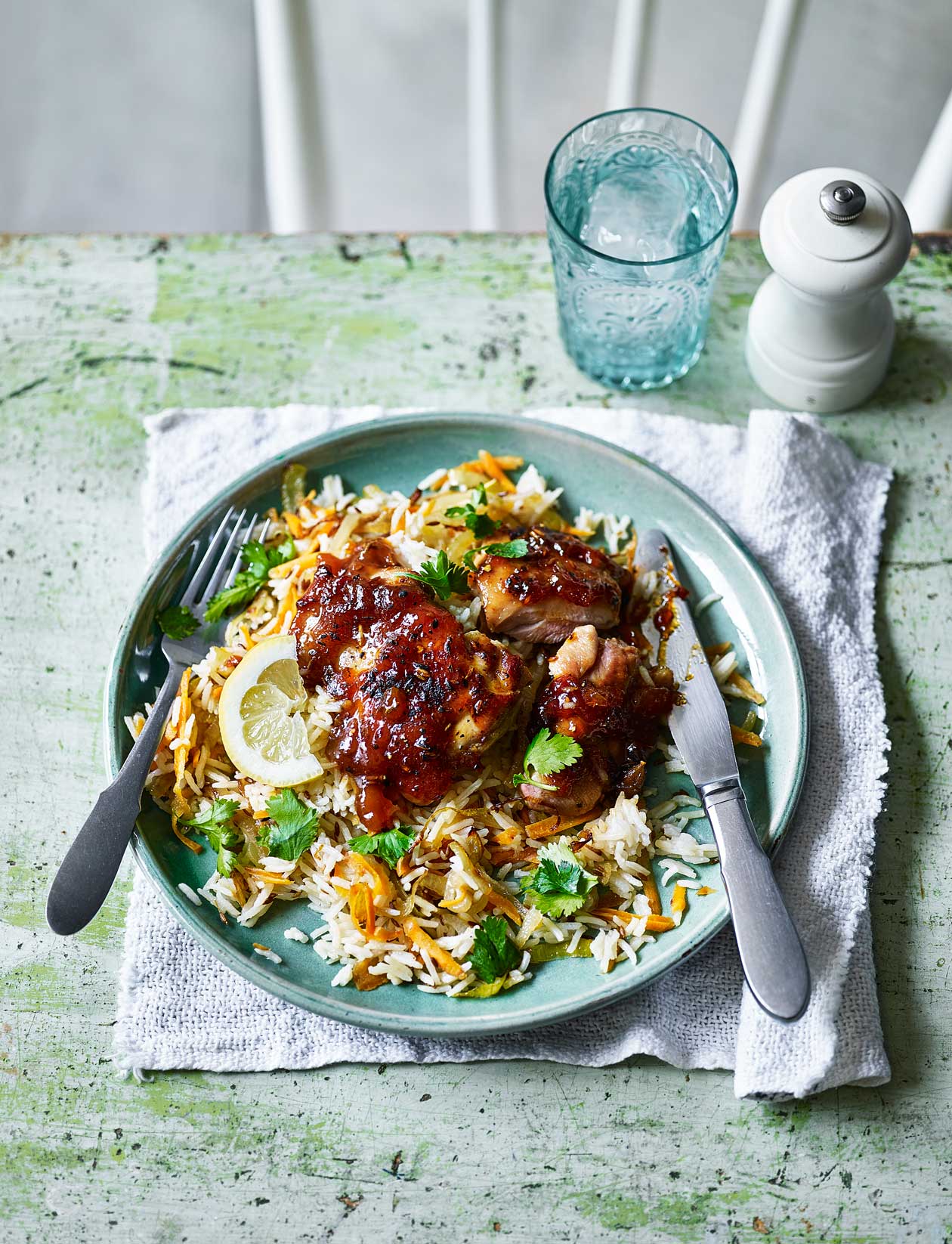 Sticky mango chicken with fragrant pilau recipe | Sainsbury`s Magazine