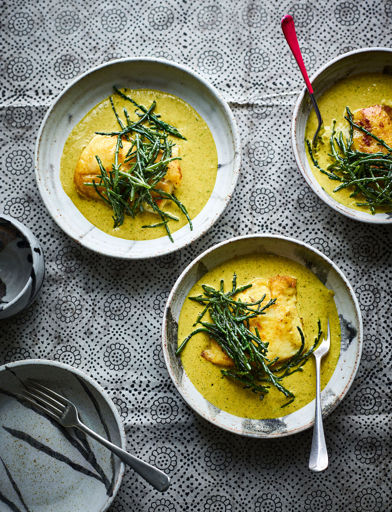 Hake with samphire and malai sauce recipe | Sainsbury`s Magazine