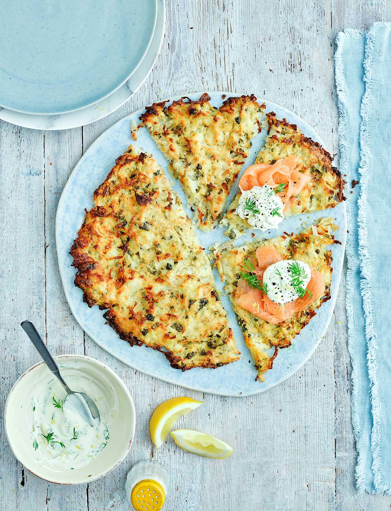 Giant potato rosti with smoked salmon recipe | Sainsbury`s Magazine