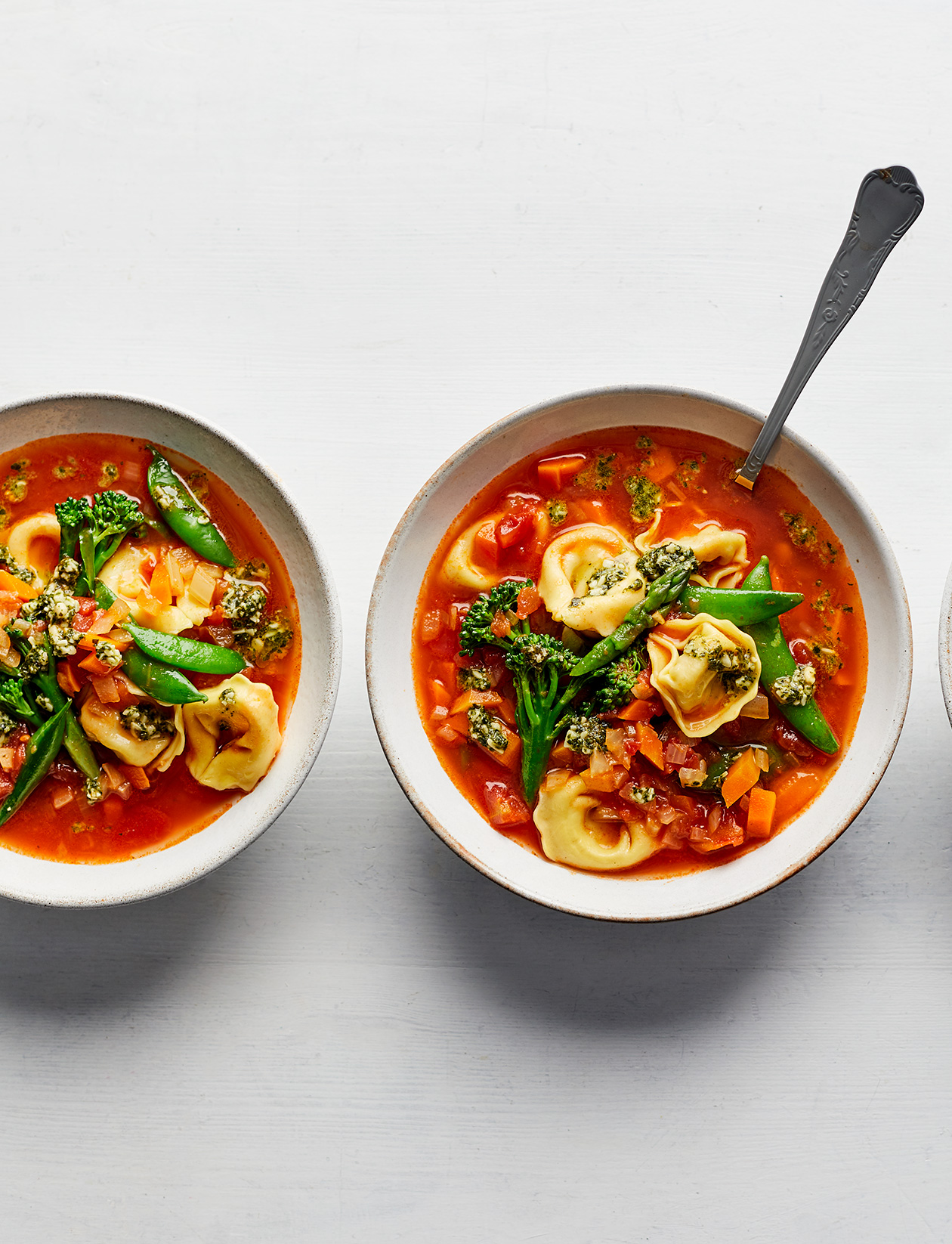 Spring veg tortellini minestrone recipe | Sainsbury`s Magazine