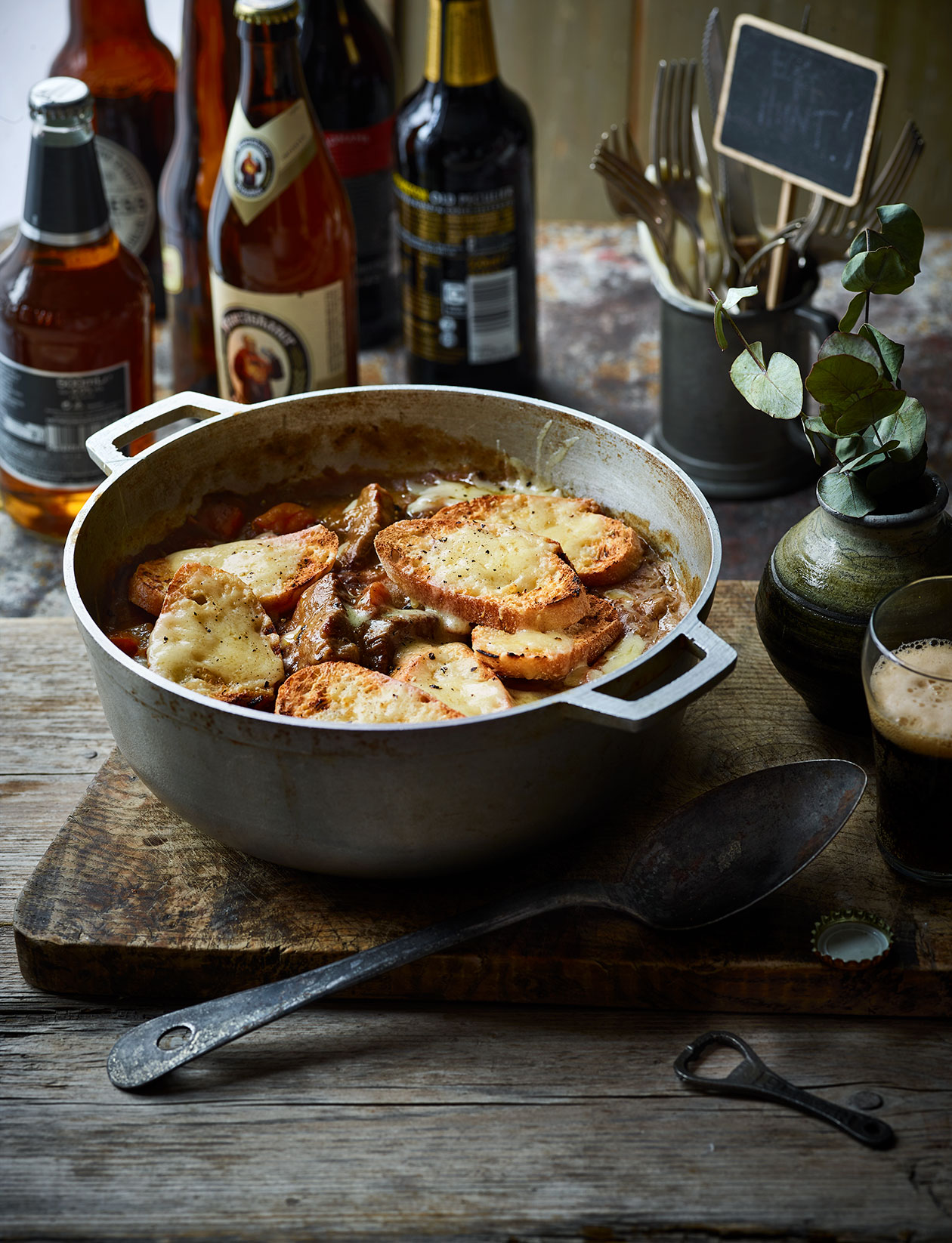 Beef and ale stew with cheese and mustard croûtes recipe | Sainsbury`s ...