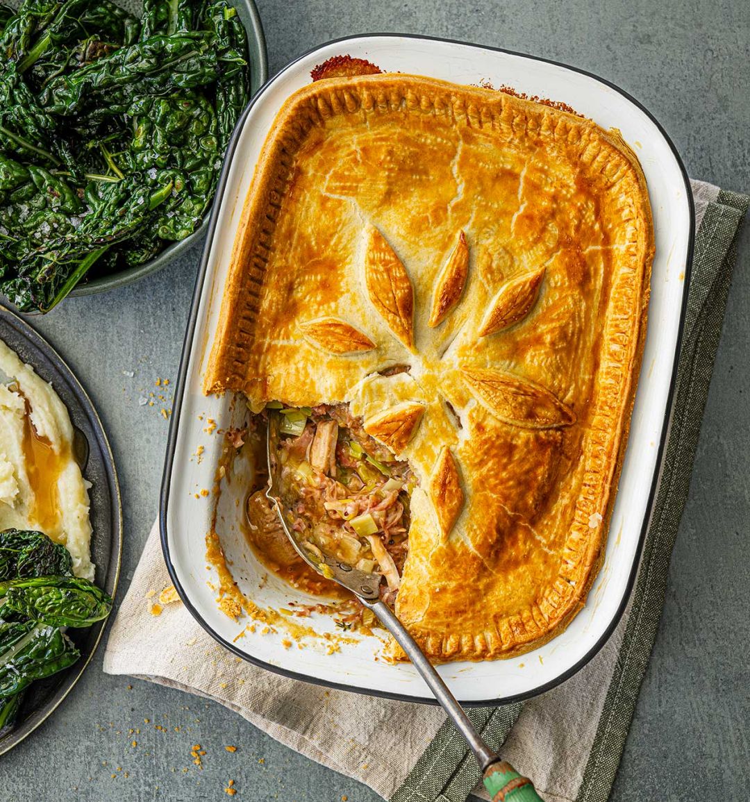 Creamy turkey, ham and leek pie recipe | Sainsbury`s Magazine