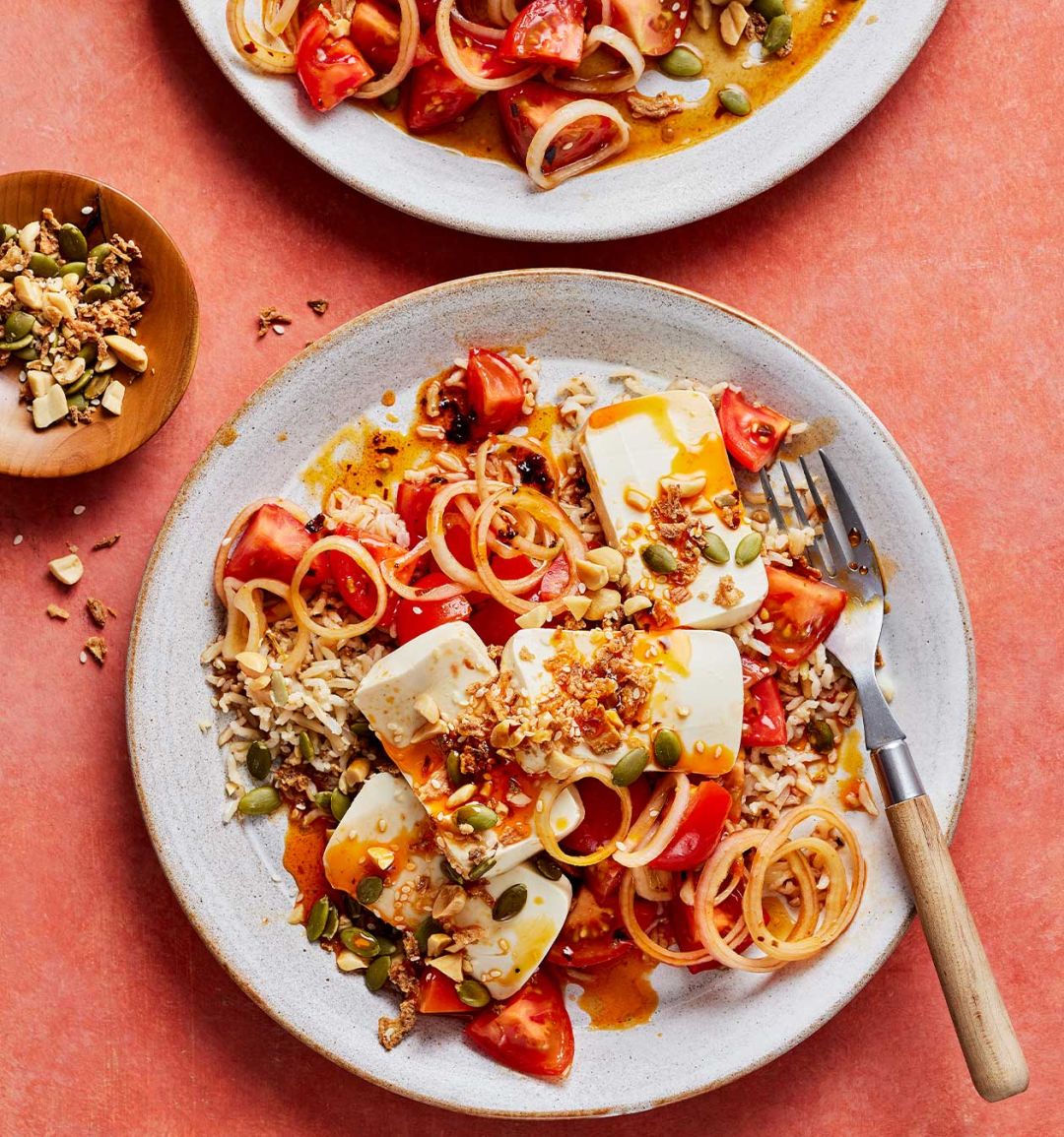 Silken tofu with spicy tomatoes and peanut crunch recipe | Sainsbury`s ...
