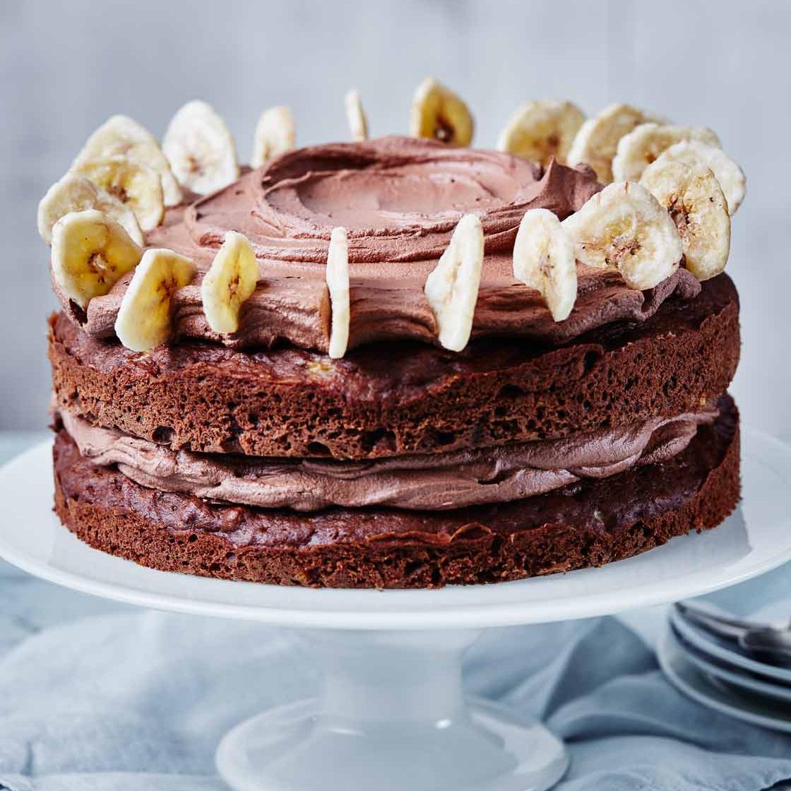 Reduced sugar chocolate and banana cake