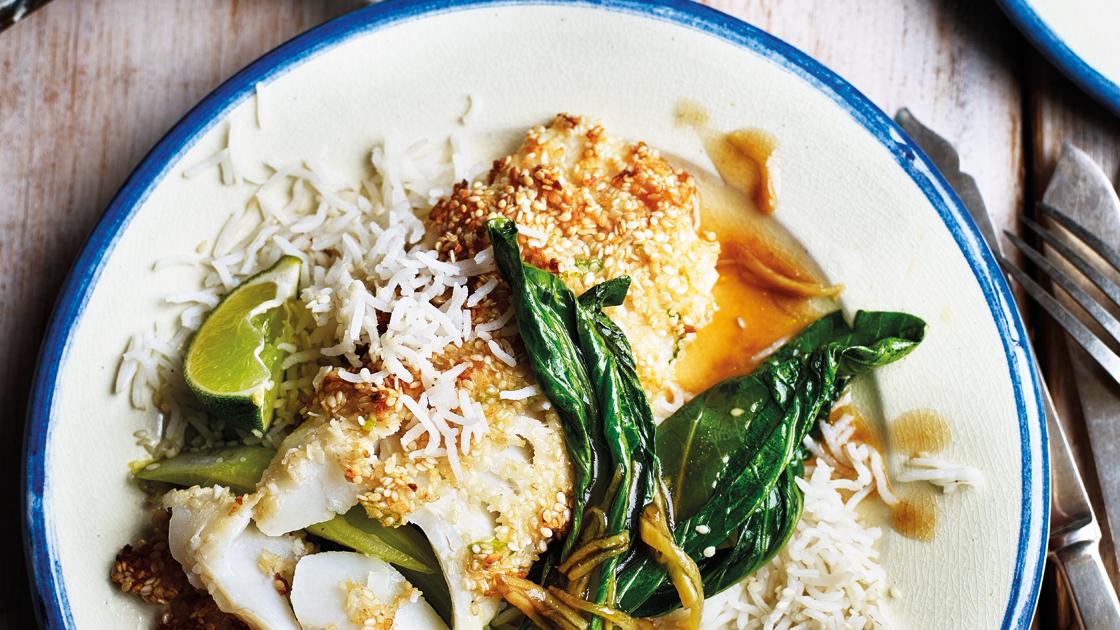 Gumbo | Sesame-Crusted Fish With Ginger Pak Choi